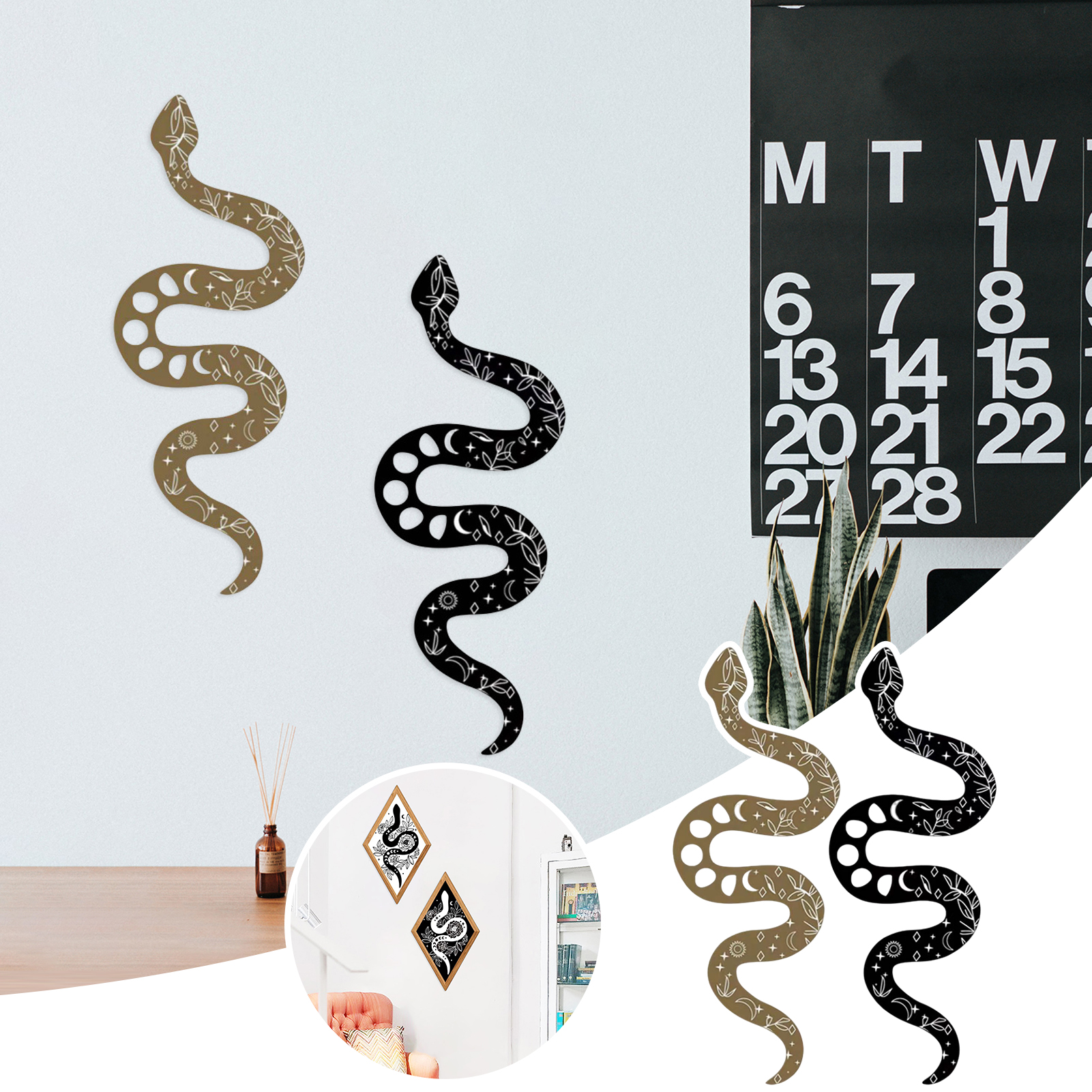 Taosunzt 1 Pair Wooden Snake Wall Decoration Home Office Living Room ...