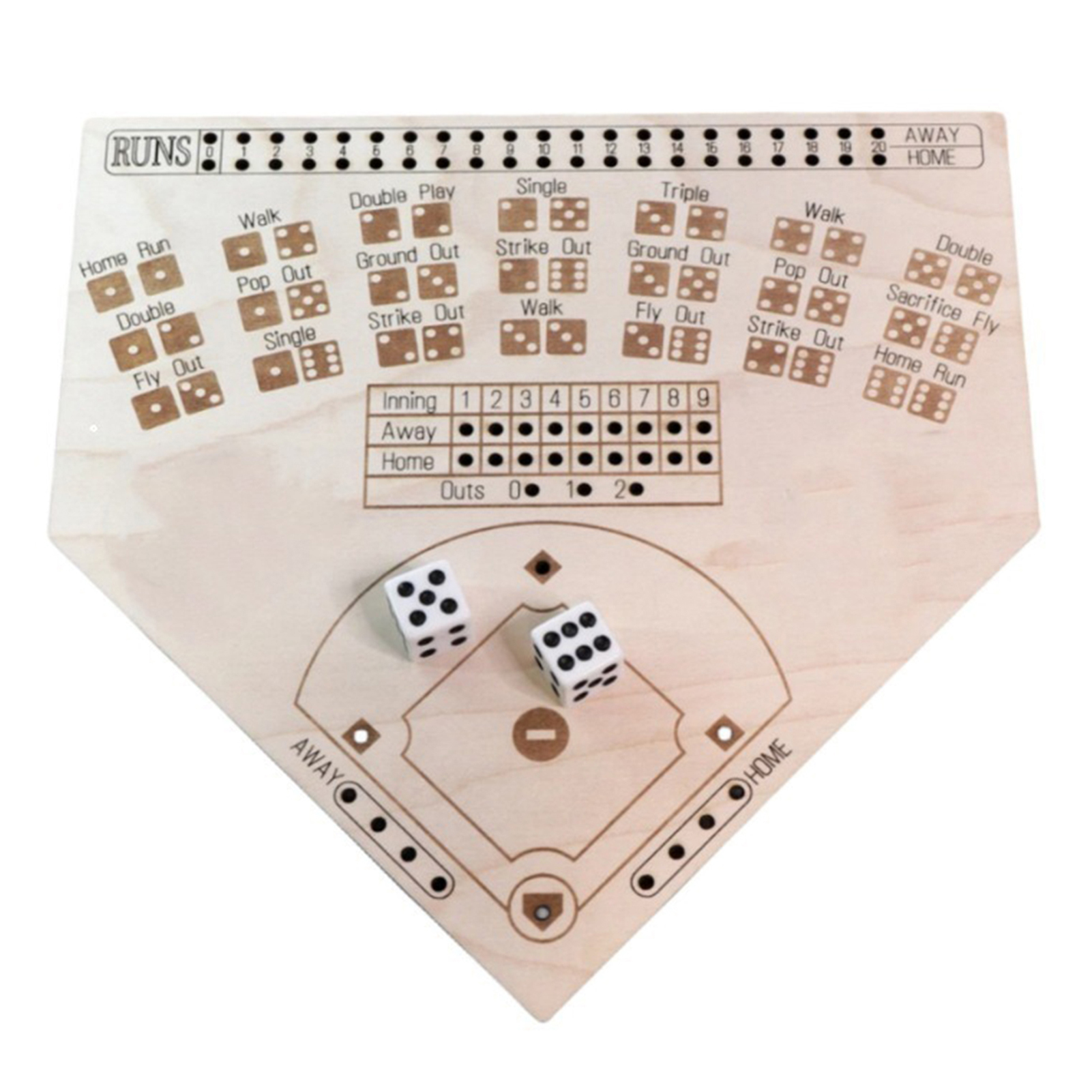 Taosunzt 1 Set Baseball Dice Game Heavy Duty Wood Baseball Theme Board ...