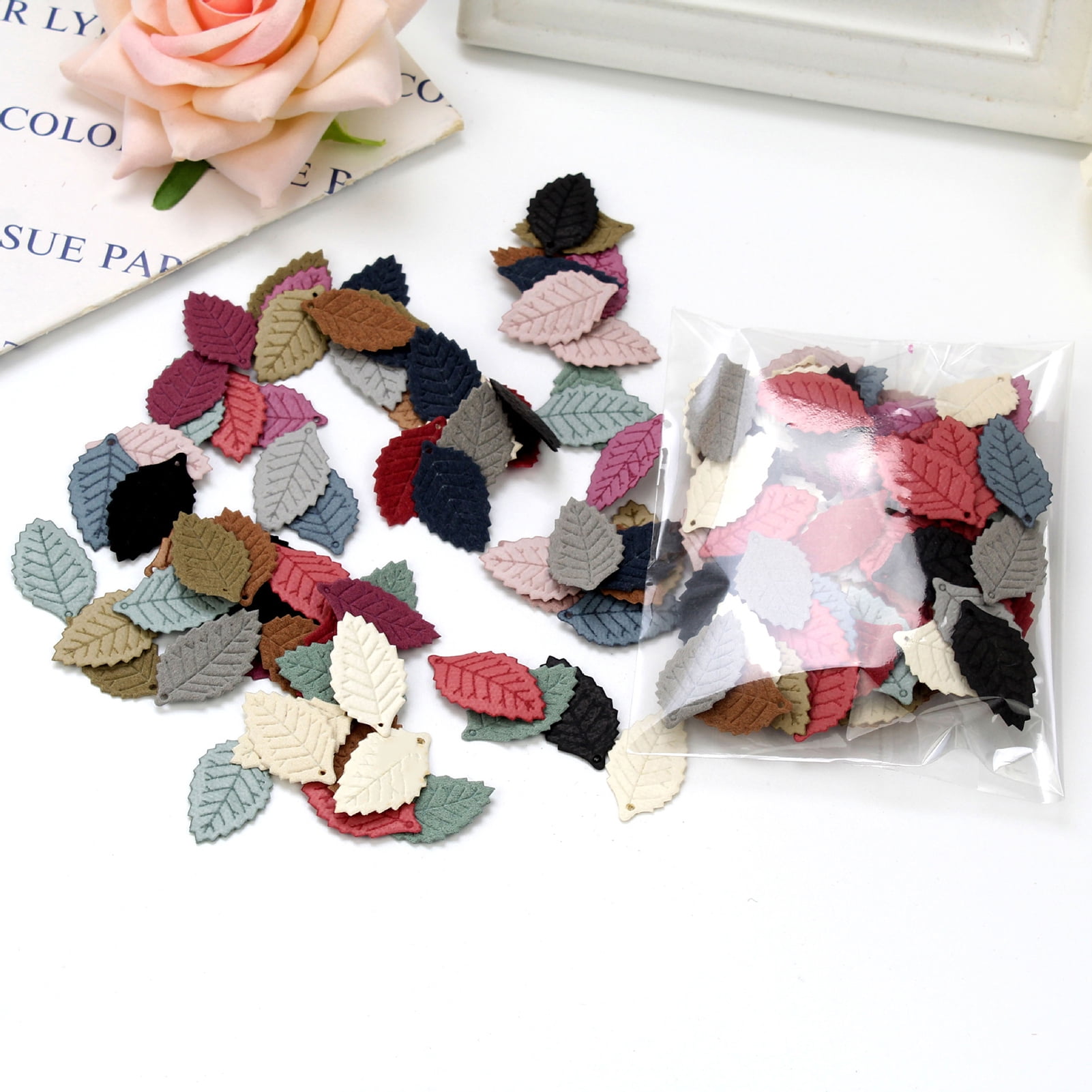 Taosunzt 100Pcs Artificial Leaves Realistic Fresh-keeping Colorful ...