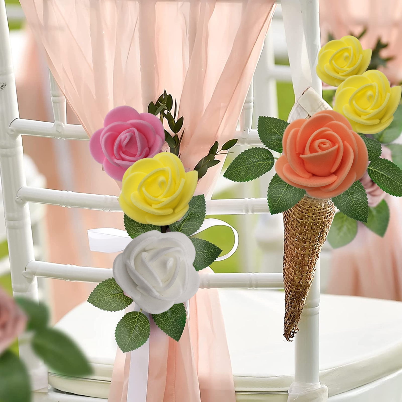 Taosunzt 100Pcs Fake Flower Head Realistic Looking Anti-fade Foam 3.5cm ...