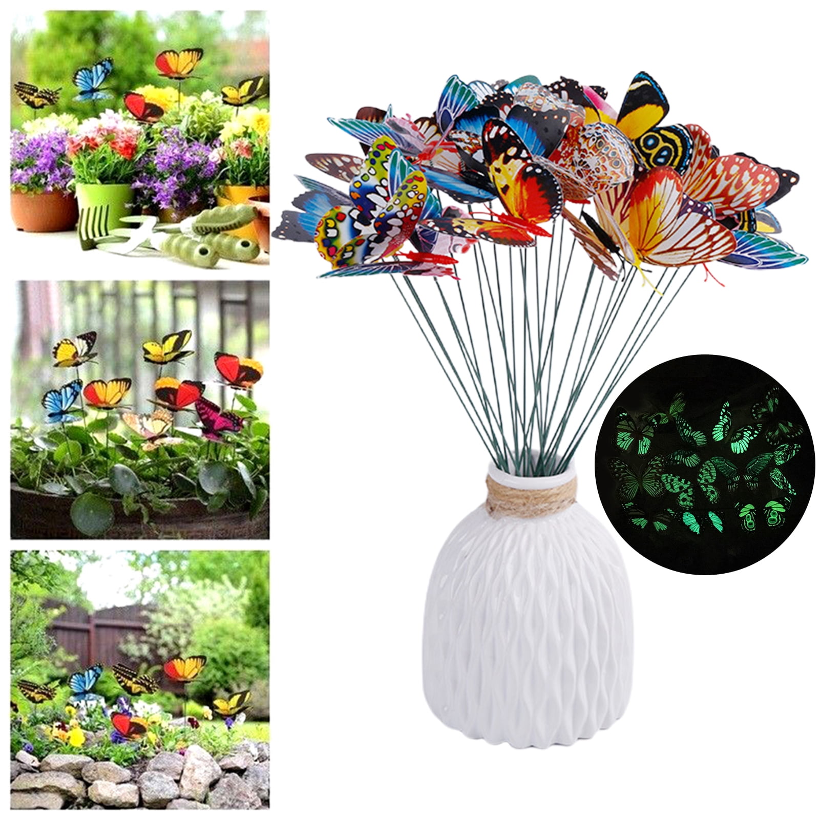 Taosunzt 10Pcs Luminous Butterfly Stake Weather-resistant Outdoor ...