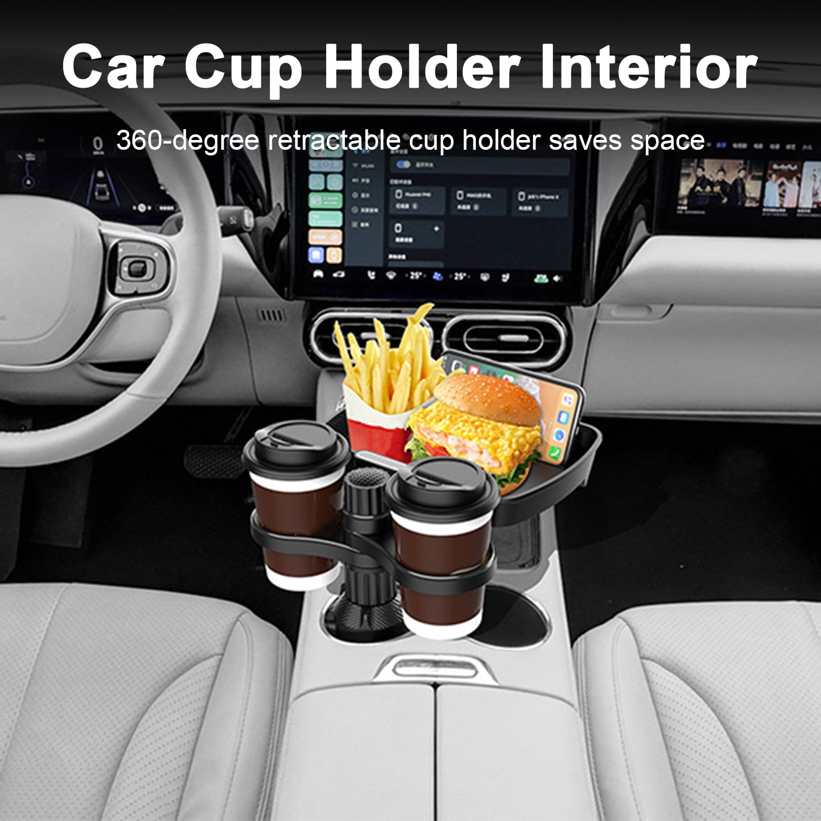 Taosunzt 360 Degree Rotate Car Mounted Meal Tray Auto Table Food ...