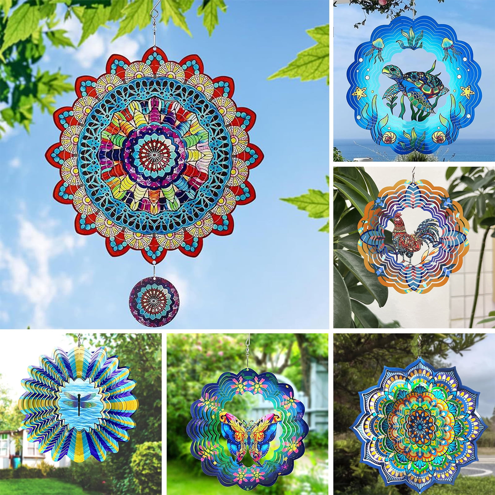 Taosunzt 3D Animal Wind Spinner Decoration with Hook Indoor Outdoor ...