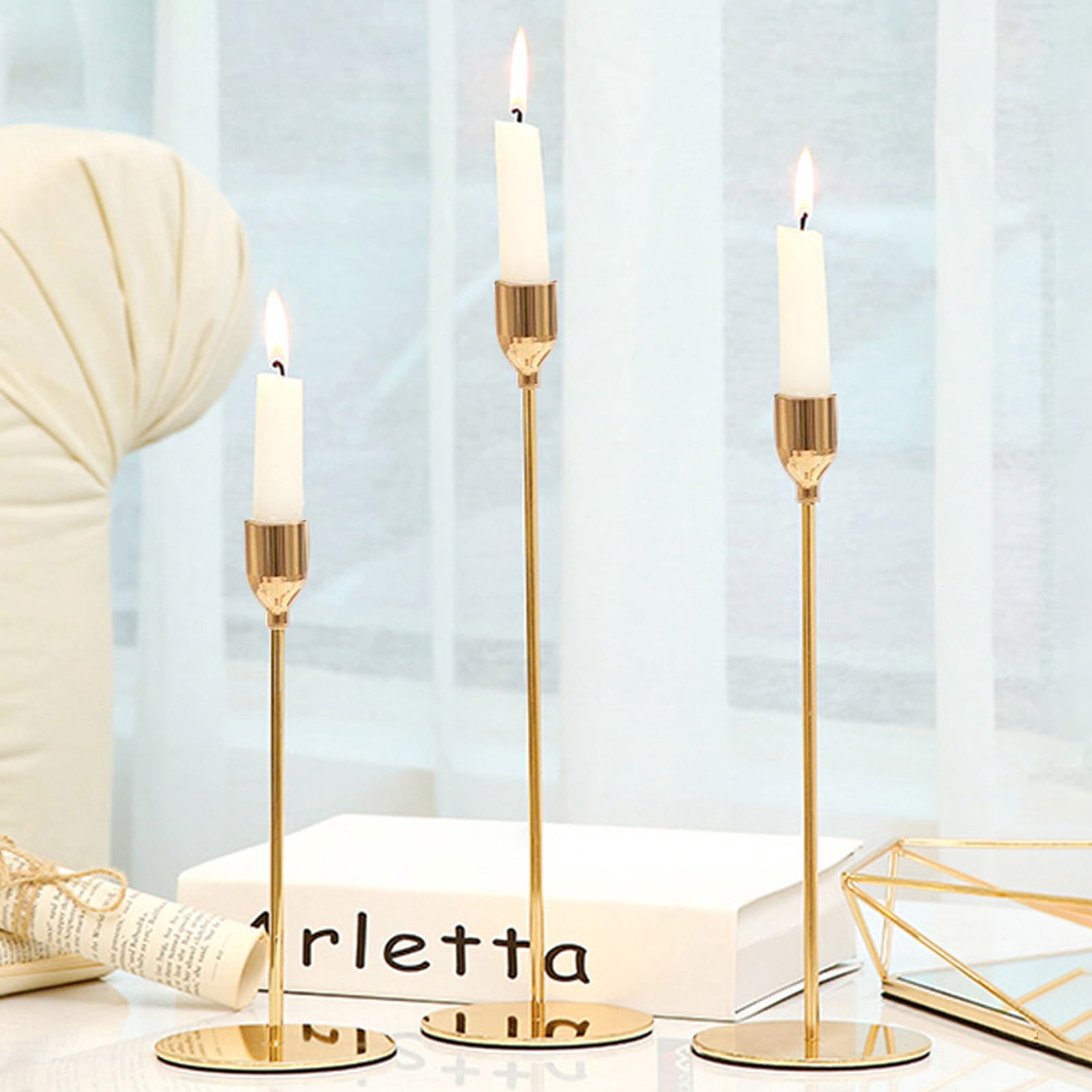 Taosunzt 3Pcs Metal Taper Candle Holder Heavy Duty Electroplating ...