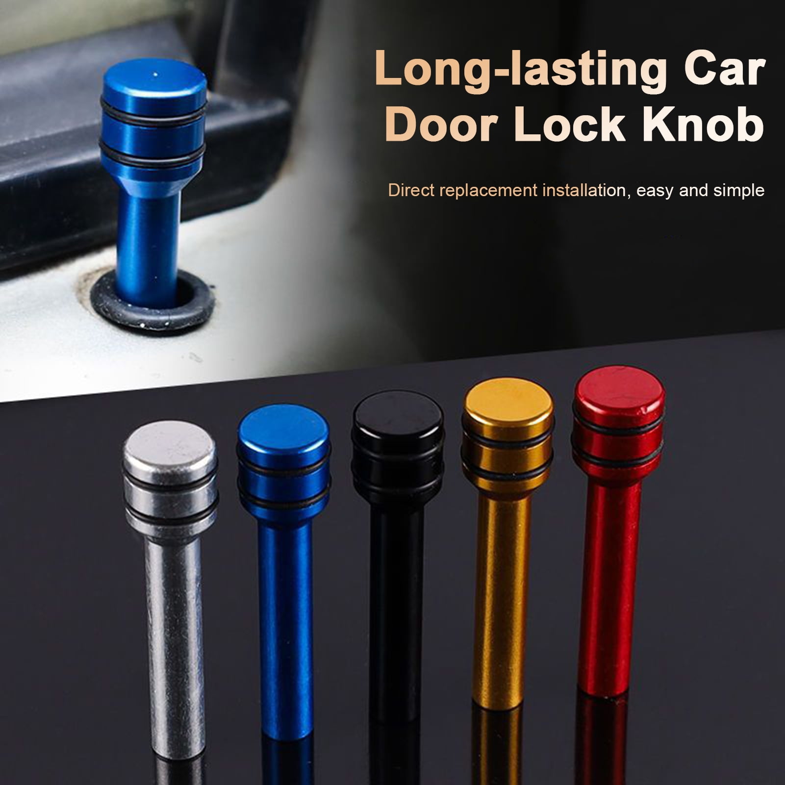 Taosunzt 4Pcs Alloy Car Door Lock Knobs Anti-deformed Inner Door Lock ...