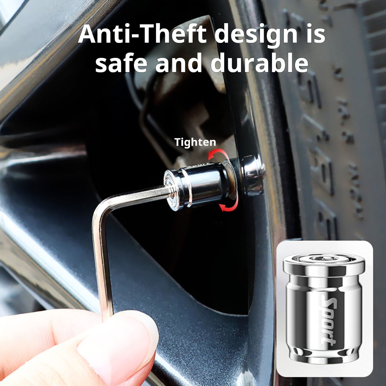 Taosunzt 4Pcs Locking Car Tire Valve Stems Caps Anti-Theft Auto Wheel ...
