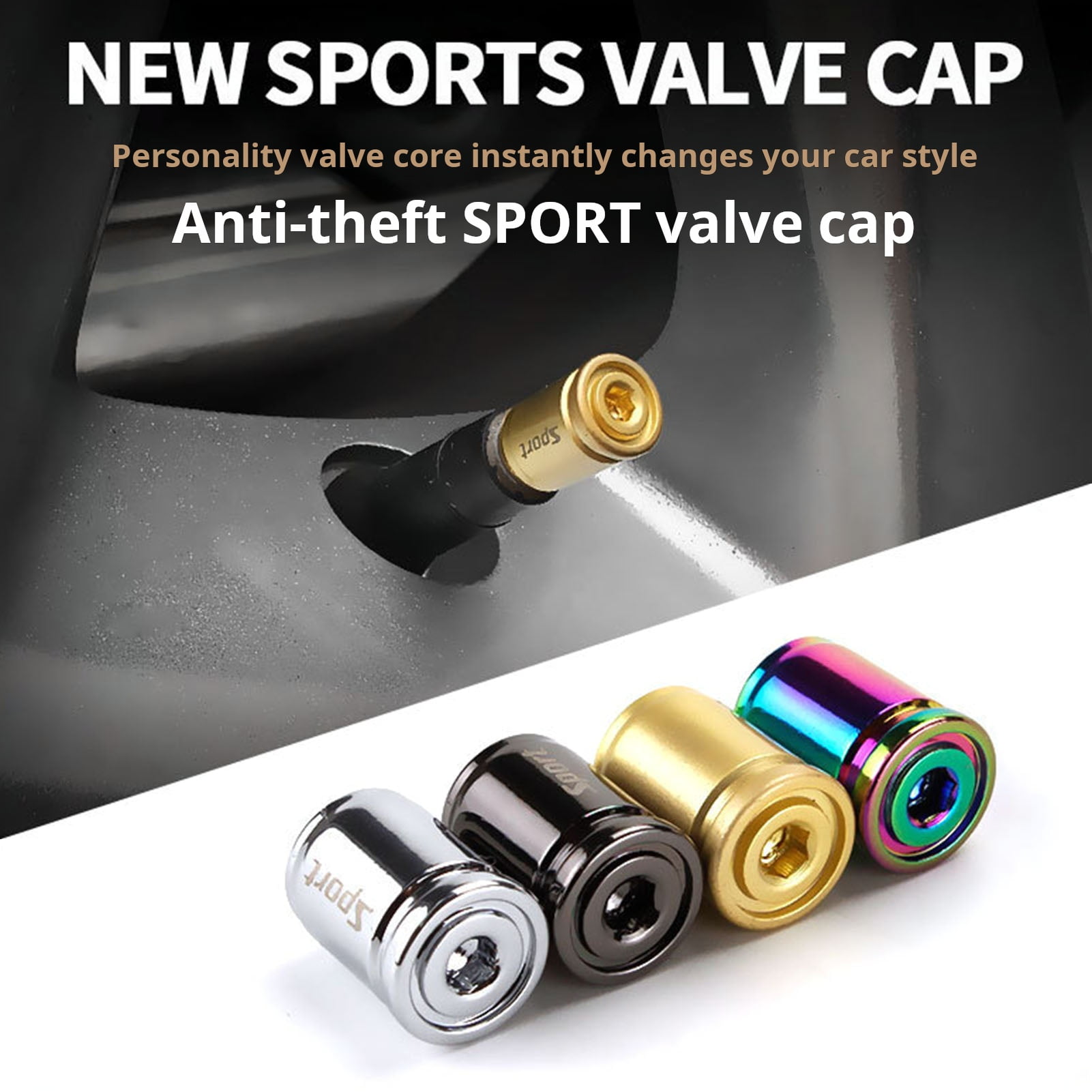 Taosunzt 4Pcs Locking Car Tire Valve Stems Caps Anti-Theft Auto Wheel ...
