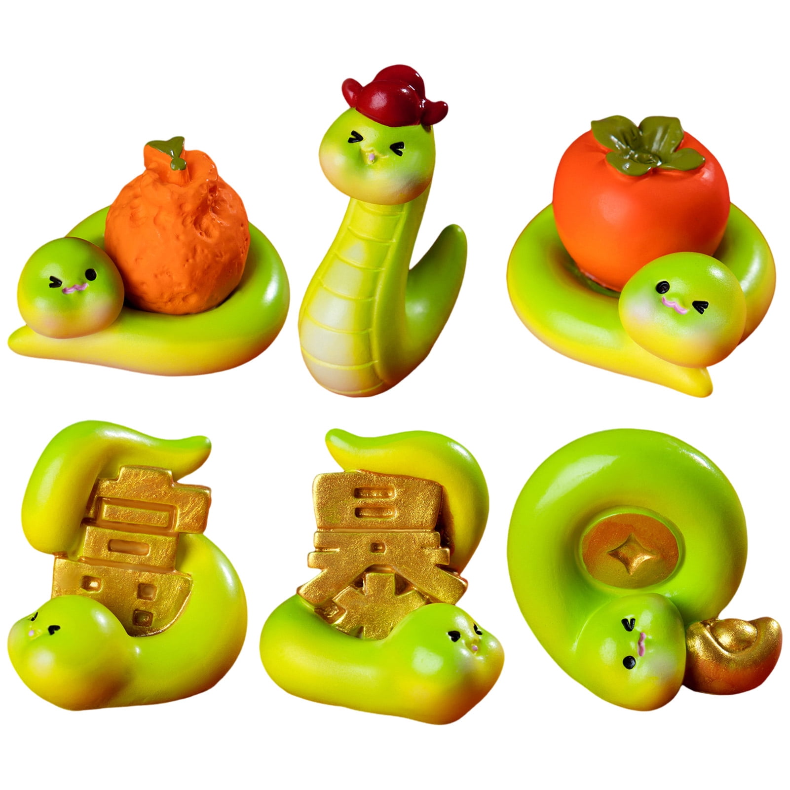 Taosunzt 6 Pcs Resin Snake Figurines Zodiac Snake Desk Ornament 2025 ...
