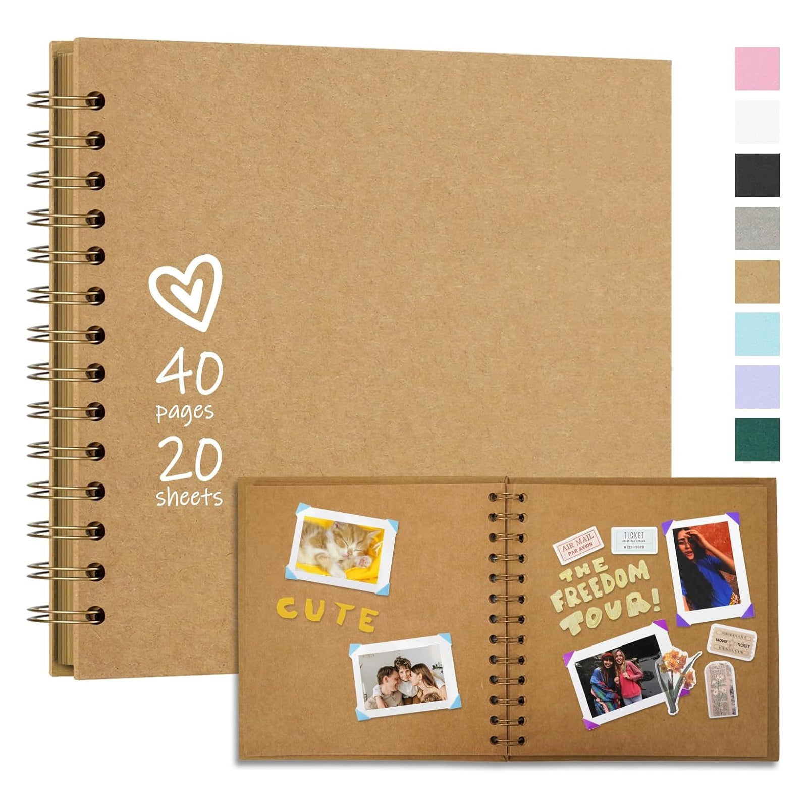 Taosunzt 7-Inch Scrapbook Photo Album 40 Pages Twin-wire Binding DIY ...