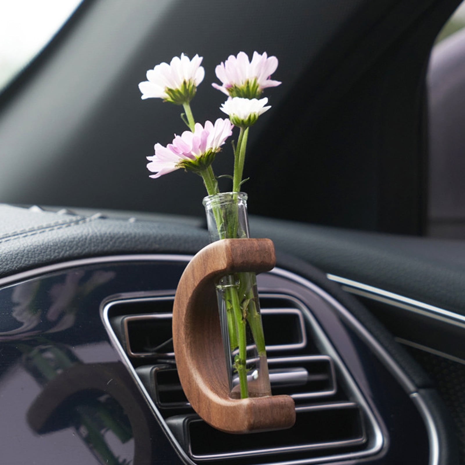 Taosunzt Car Flower Vase Holder Ornaments Car Flower Arranger Wooden ...