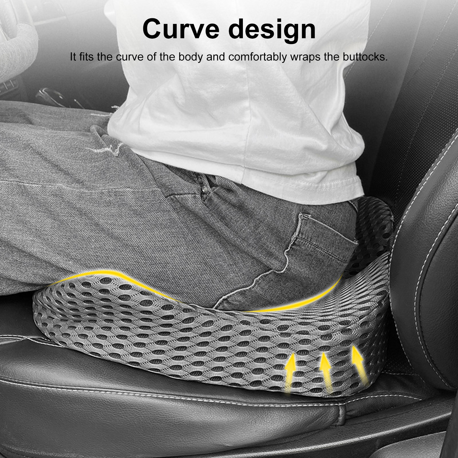 Taosunzt Car Seat Cushion Memory Foam Thick Elastic Slow Bounce Good Breathability Honeycomb ...