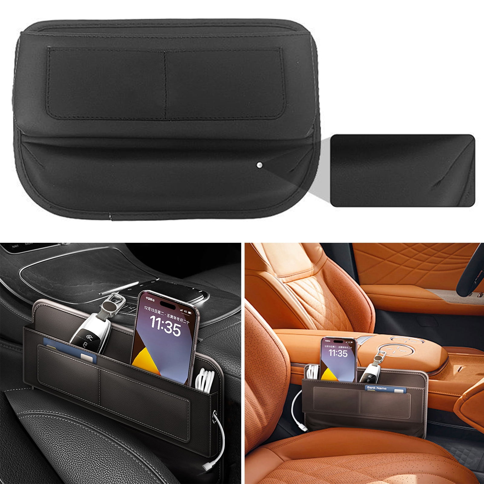 Taosunzt Car Seat Gap Filler Storage Bag with Pockets Large Capacity ...
