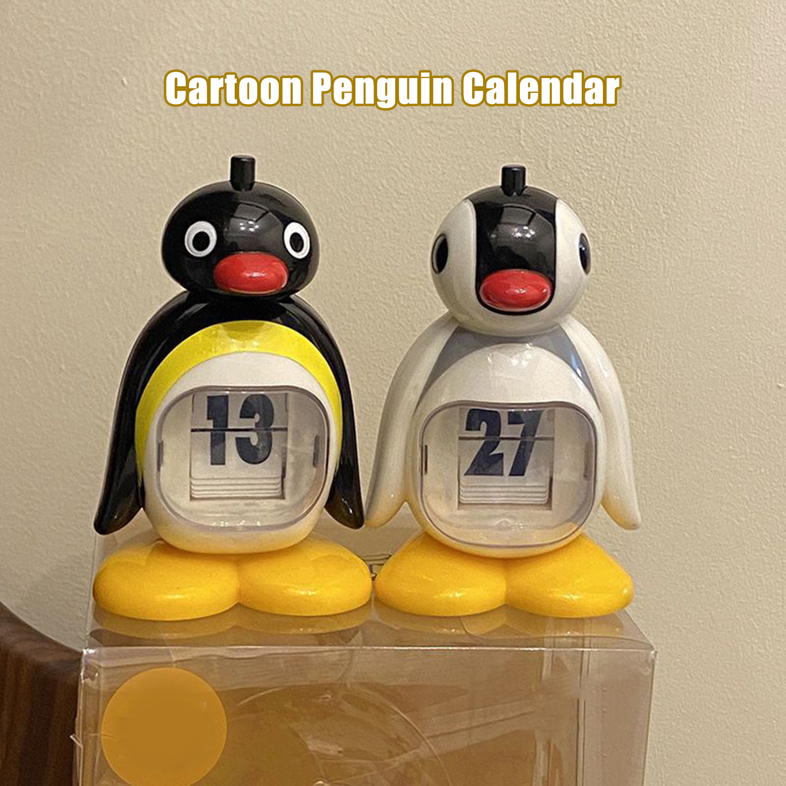 Taosunzt Cartoon Penguin Desk Calendar Manual Press Perpetual Calendar ...