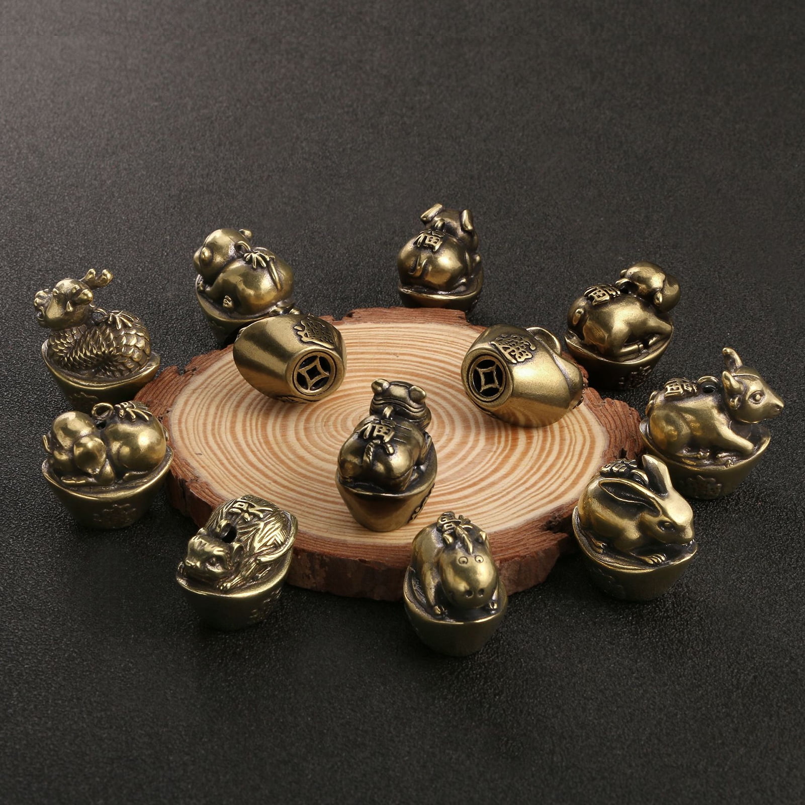 Taosunzt Chinese Twelve Zodiac Animal Figurine Brass Figure Model ...