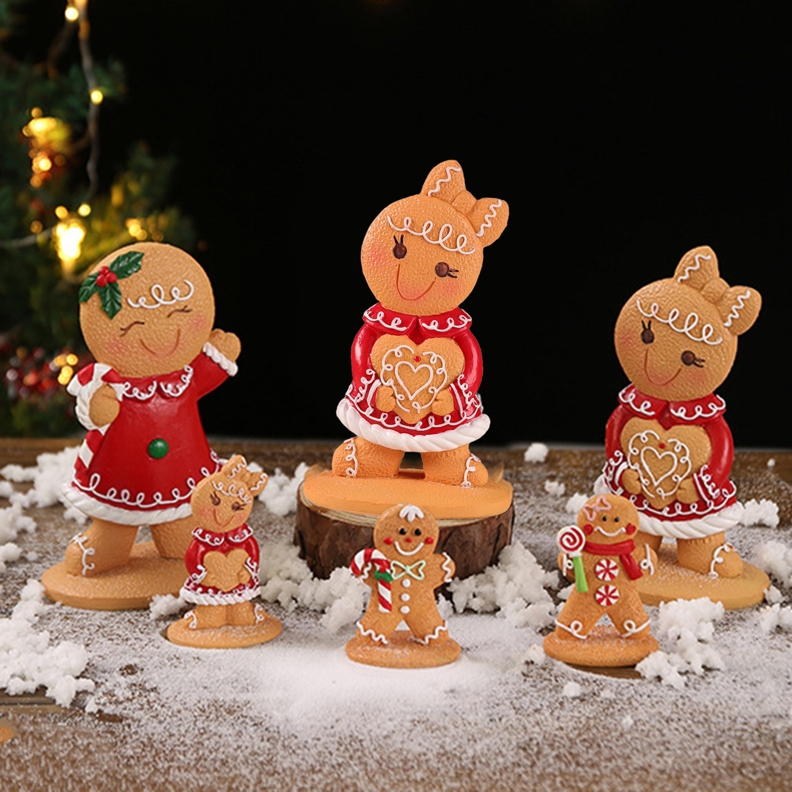 Taosunzt Christmas Gingersnap Man Figurine Resin Cookie Man Statue ...