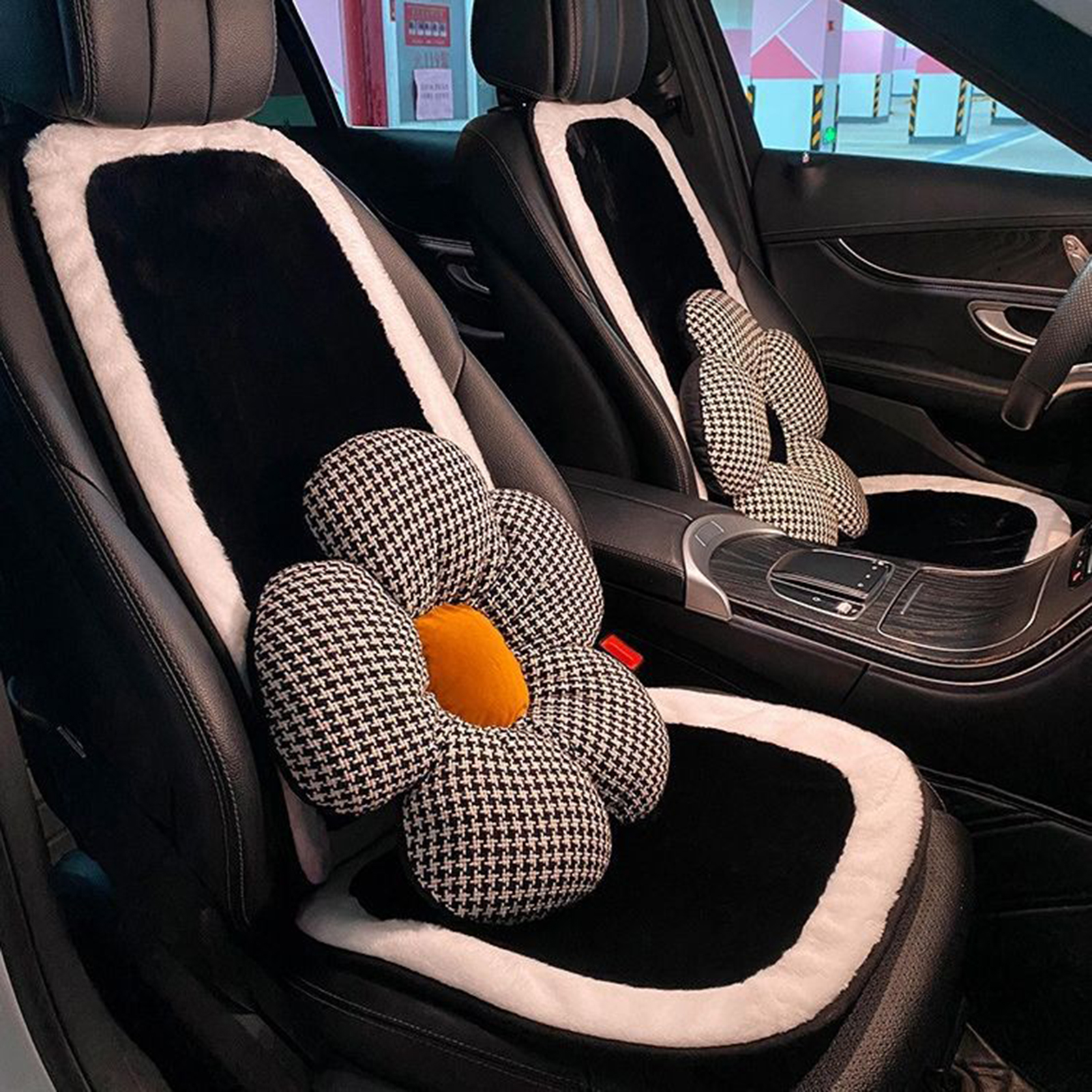 Taosunzt Cozy Car Seat Cushion Winter Plush Four Season Black White ...