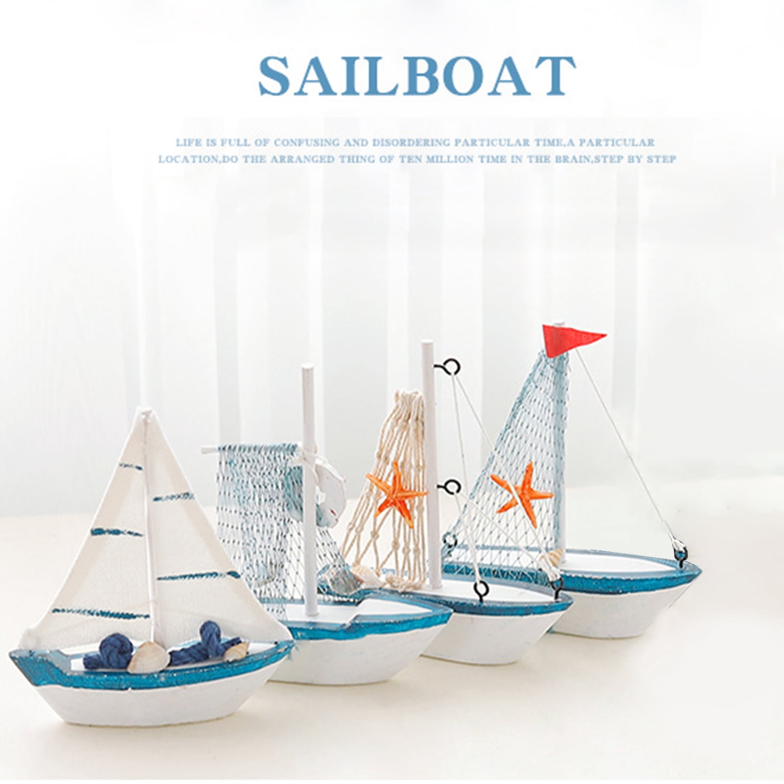 Taosunzt Craft Ornament Creative Sailboat Design Wooden Home Craft ...
