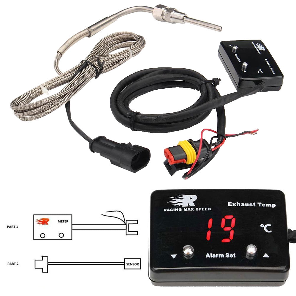 Taosunzt Digital Car Exhaust Gas Temp Gauge LED Display EGT Temperature ...