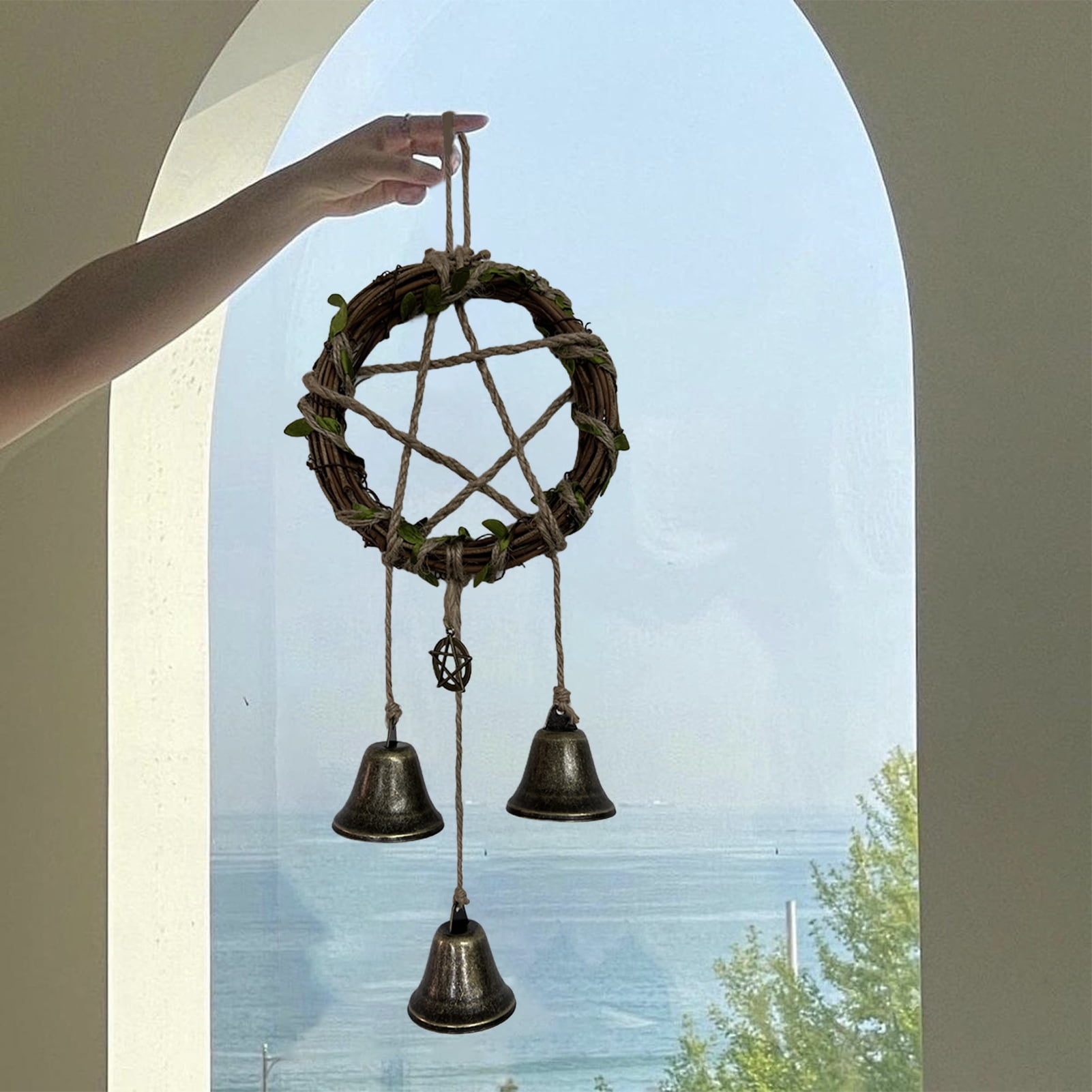 Taosunzt Door Knob Witch Bell Home Handmade Hemp Rope Star Hanging ...
