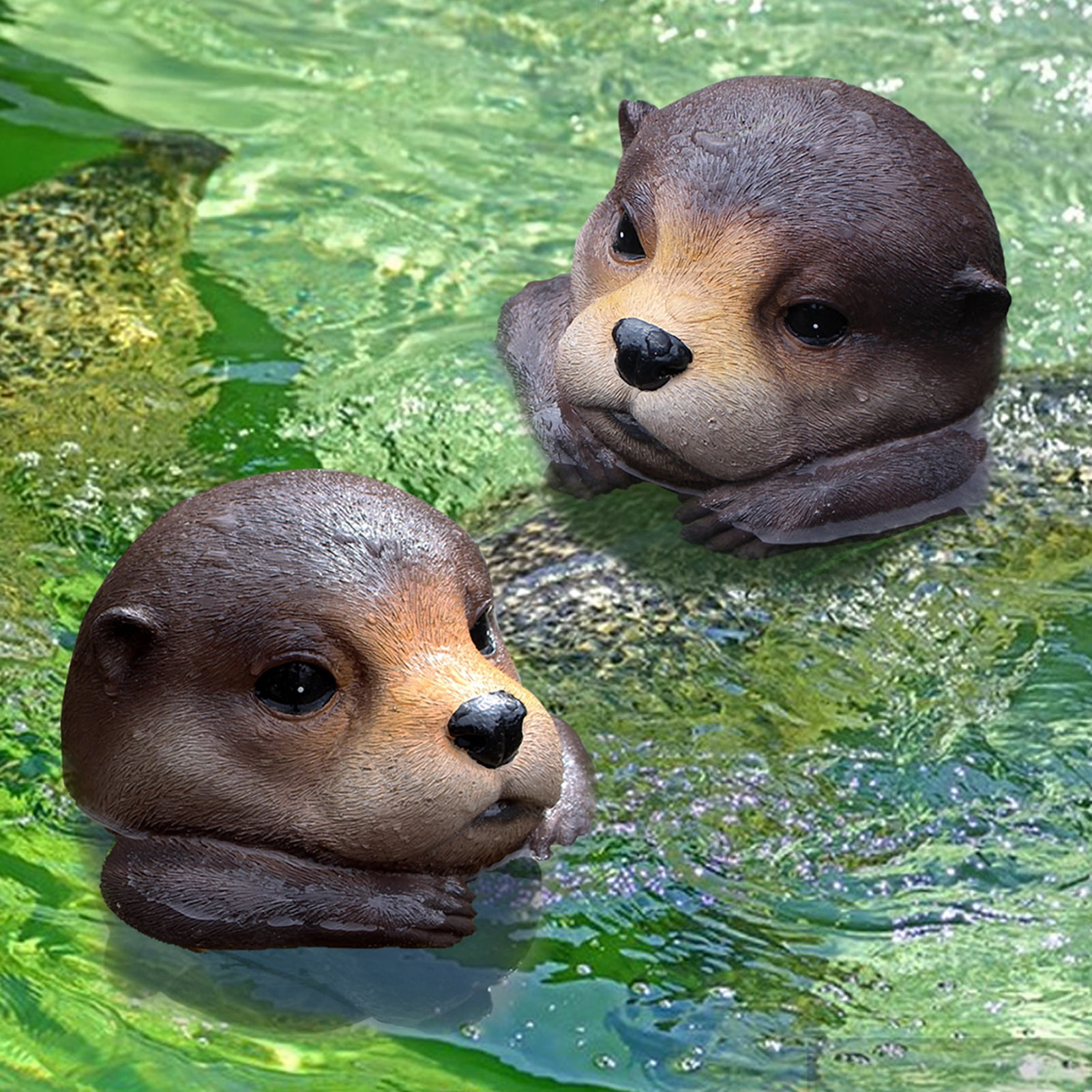 Taosunzt Floating Otter Head Figurine Resin Bank Beaver Statue Model ...
