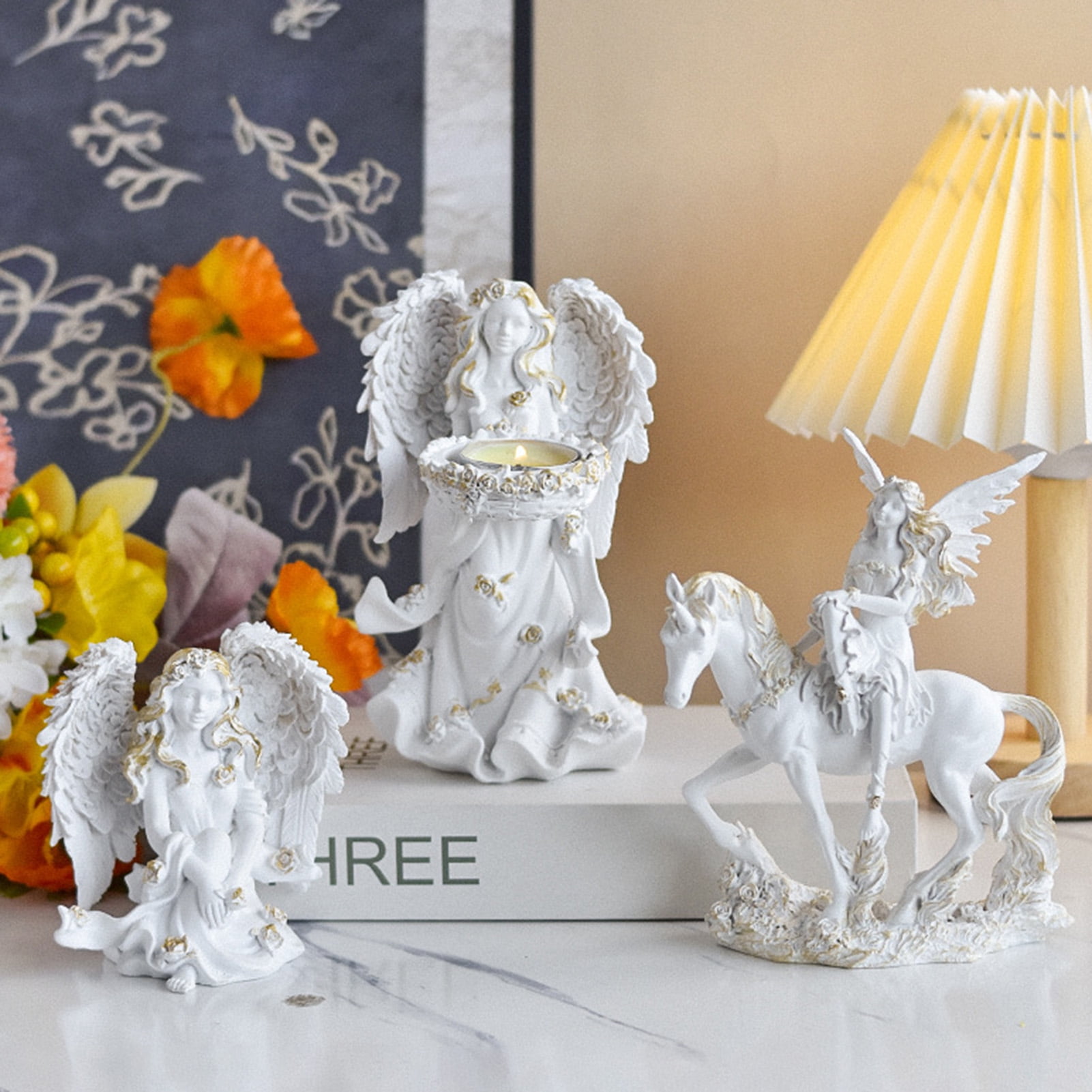 Taosunzt Flower Fairy Figurine Angel Girls Resin Statue Sculpture Home ...