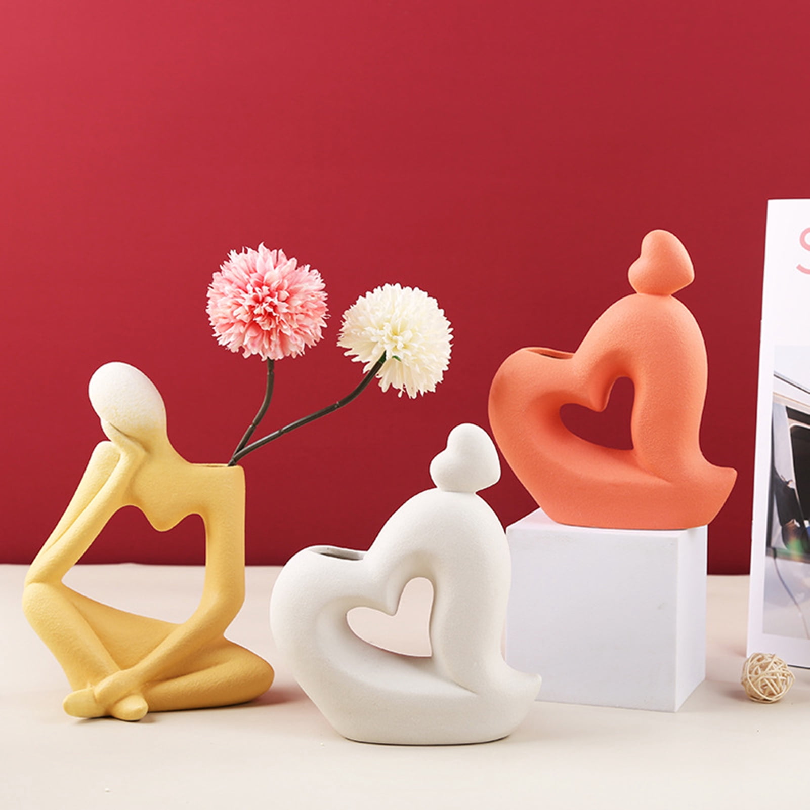 Taosunzt Flower Vase Attractive Human-shaped Hollow Design Abstract ...