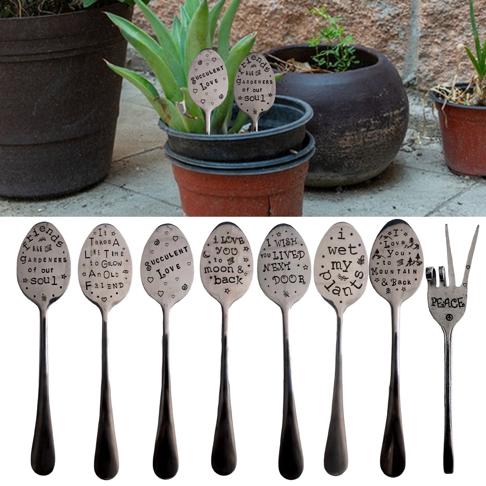 Taosunzt Garden Marker Unique Meaningful Spoon Shape Plant Marker DIY ...