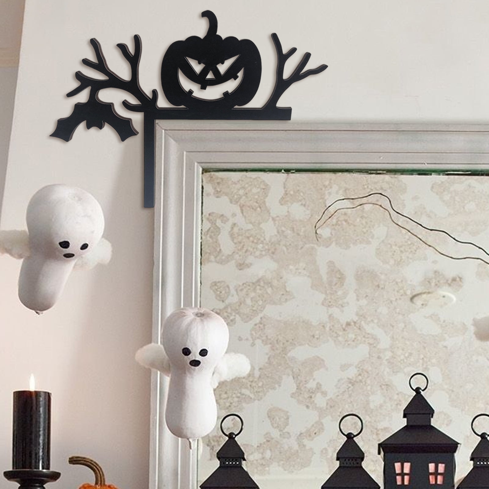 Taosunzt Halloween Door Frame Decoration Wooden Black Broom Witch ...