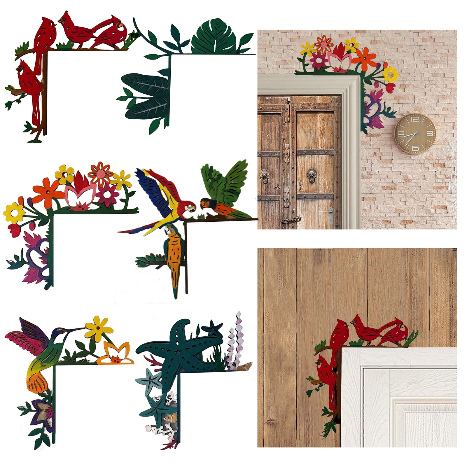 Taosunzt Hand Painted Door Corner Decoration Hummingbird Flower Leaves ...