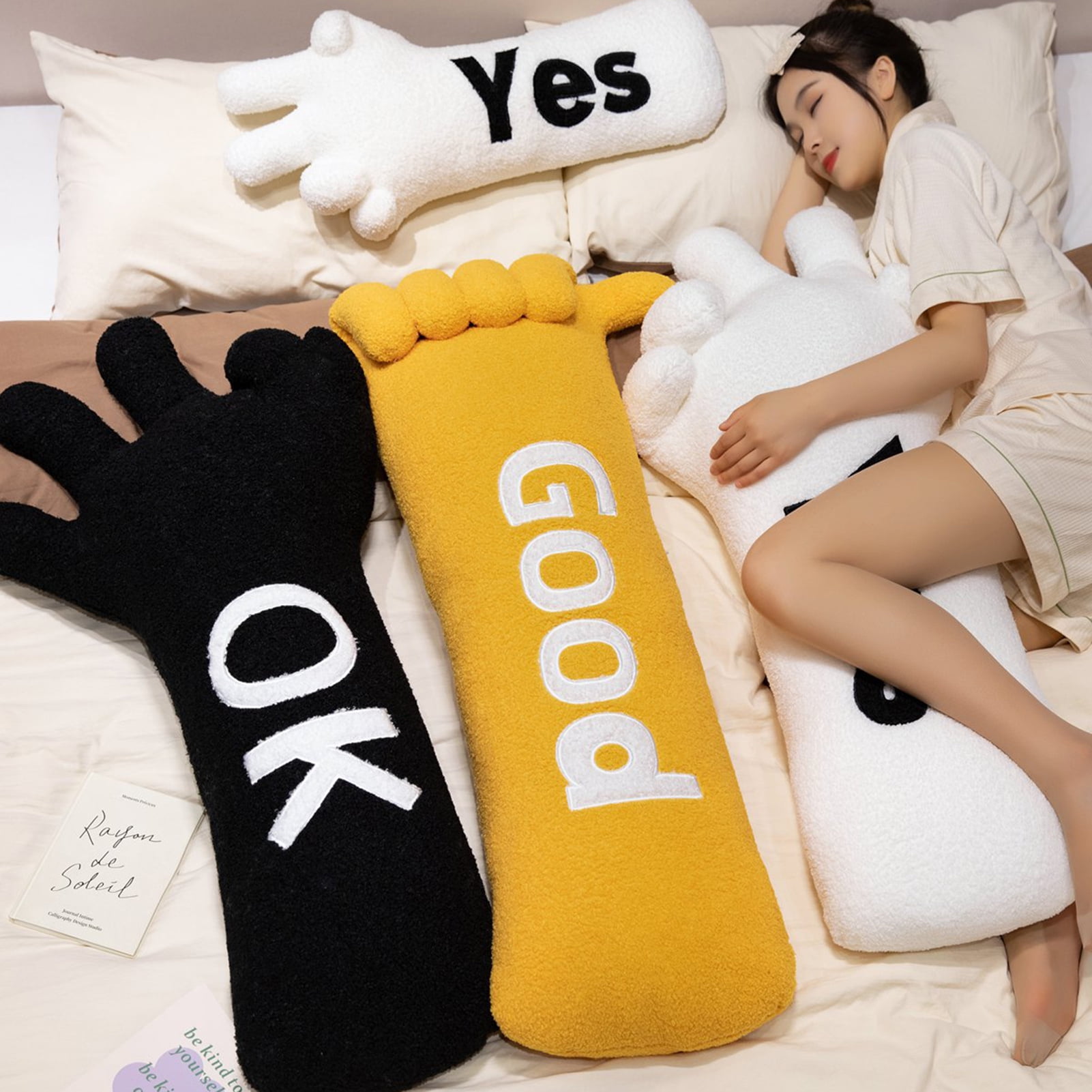 Taosunzt Long Plush Pillow 65/100cm Soft Baby Cuddle Toy for Girls Boys ...
