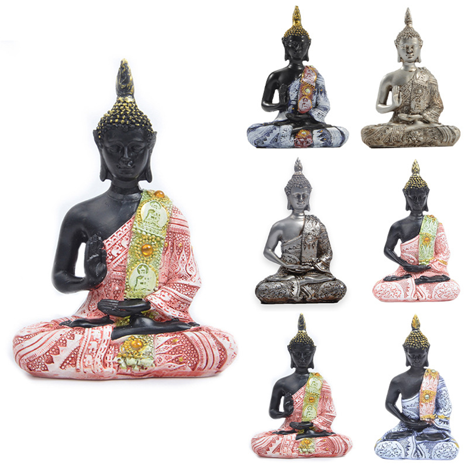 Taosunzt Meditation Buddha Figurine Resin Cross-legged Sitting Buddha ...