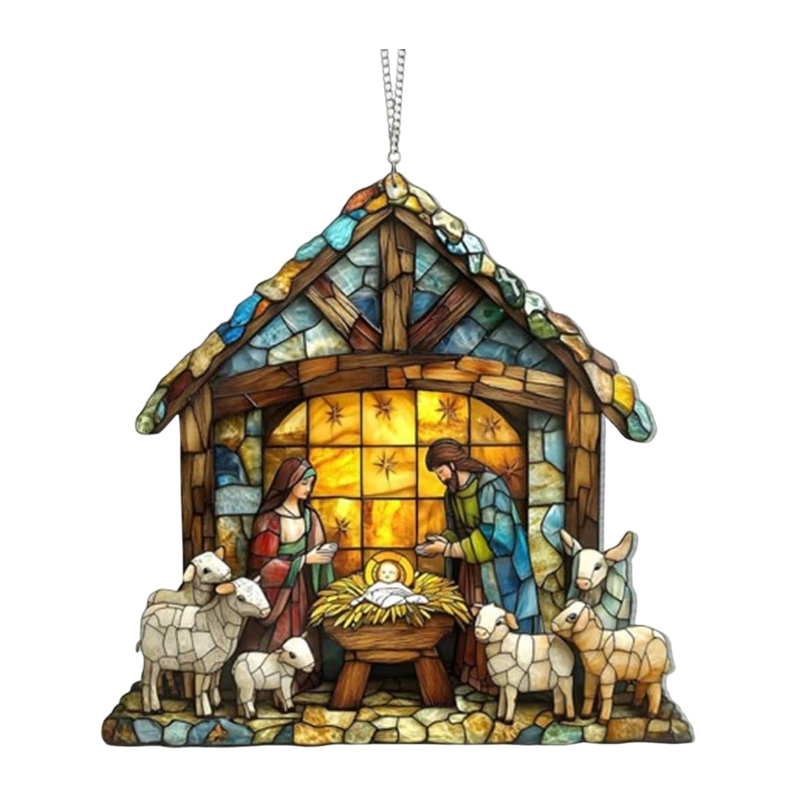 Taosunzt Nativity Scene Suncatcher Stained Acrylic Sun Catcher Window ...