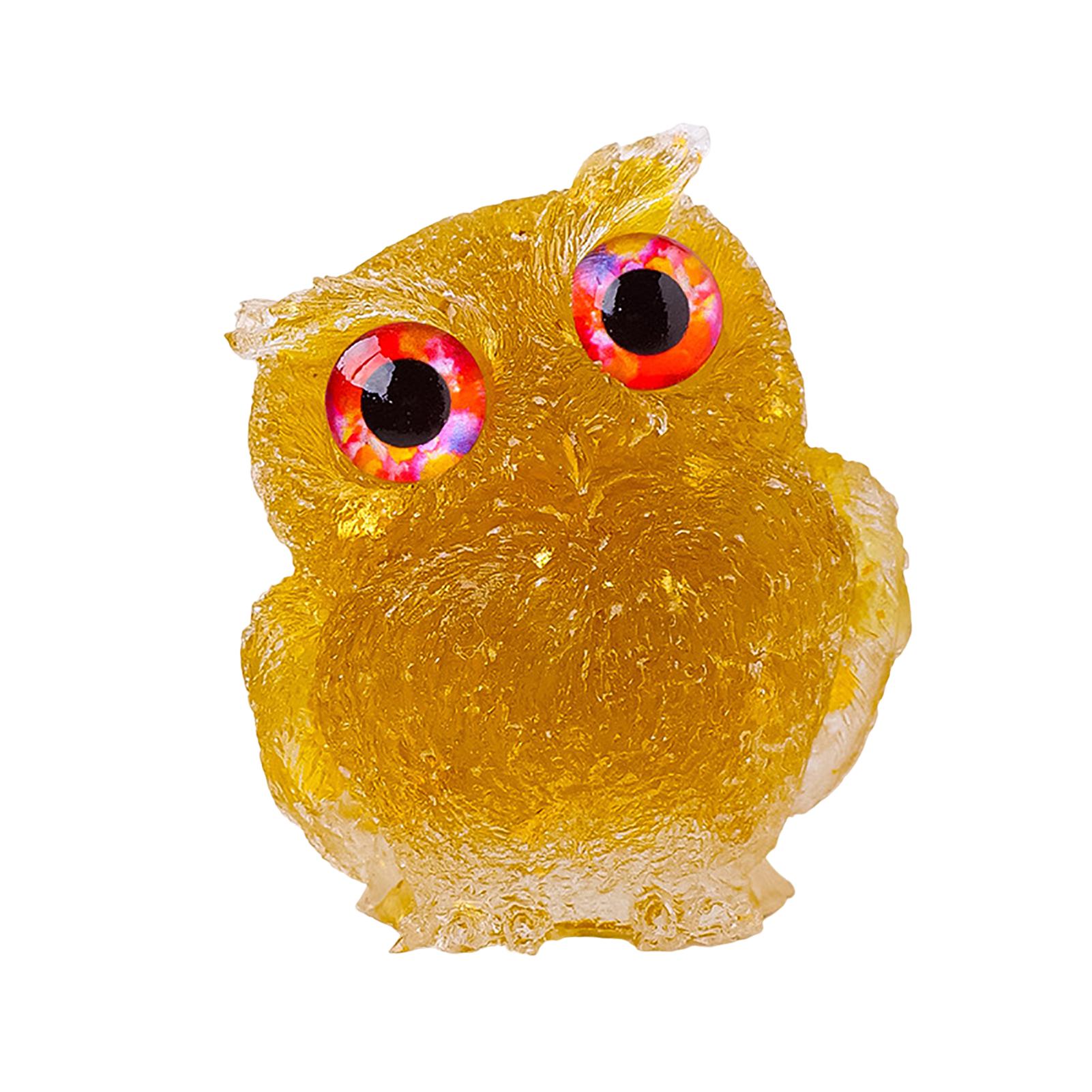 Taosunzt Natural Crystal Owl Figurine Handmade Resin Owl Statue Filled ...