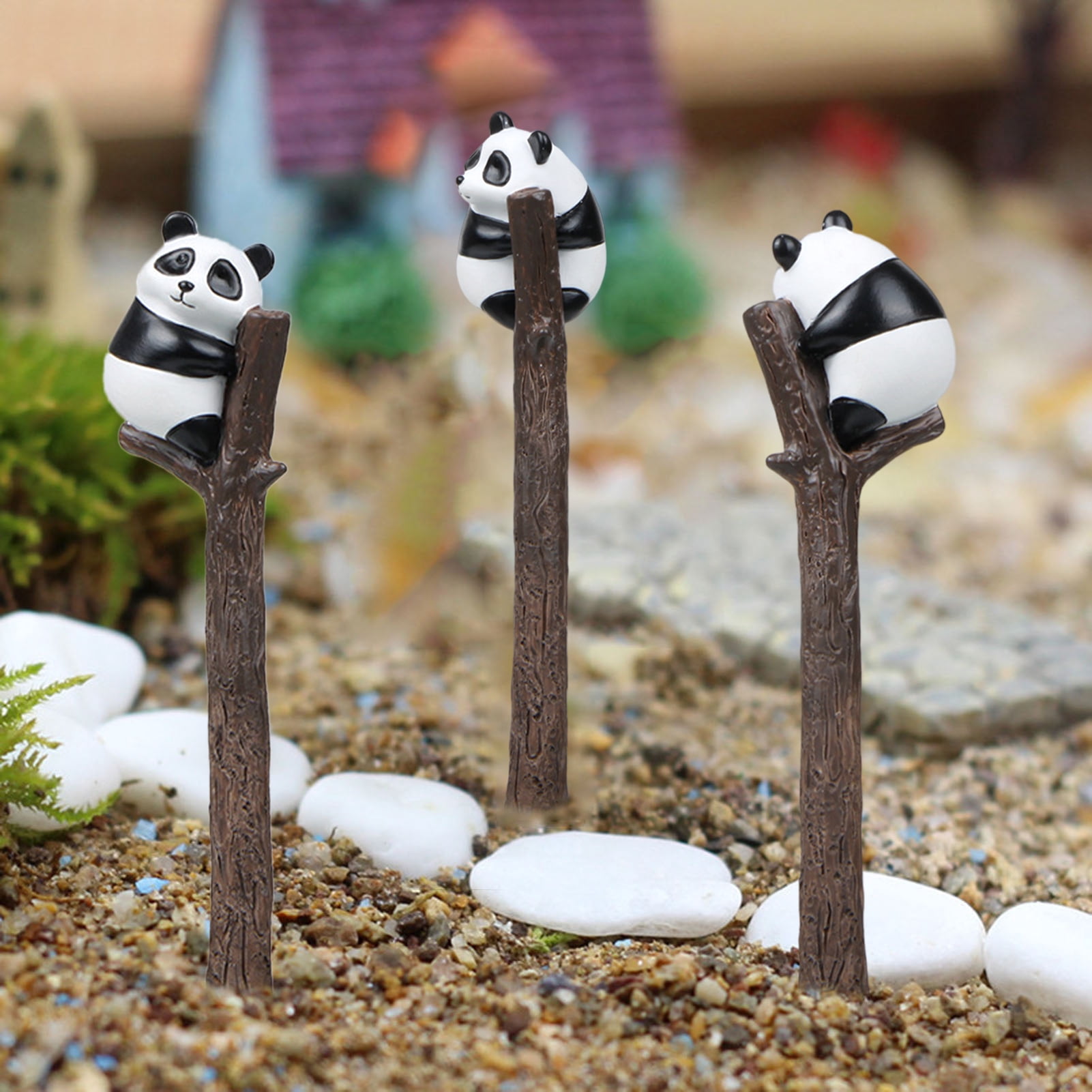 Taosunzt Panda Ornament Pose on A Tree Micro Landscape Cartoon Panda ...