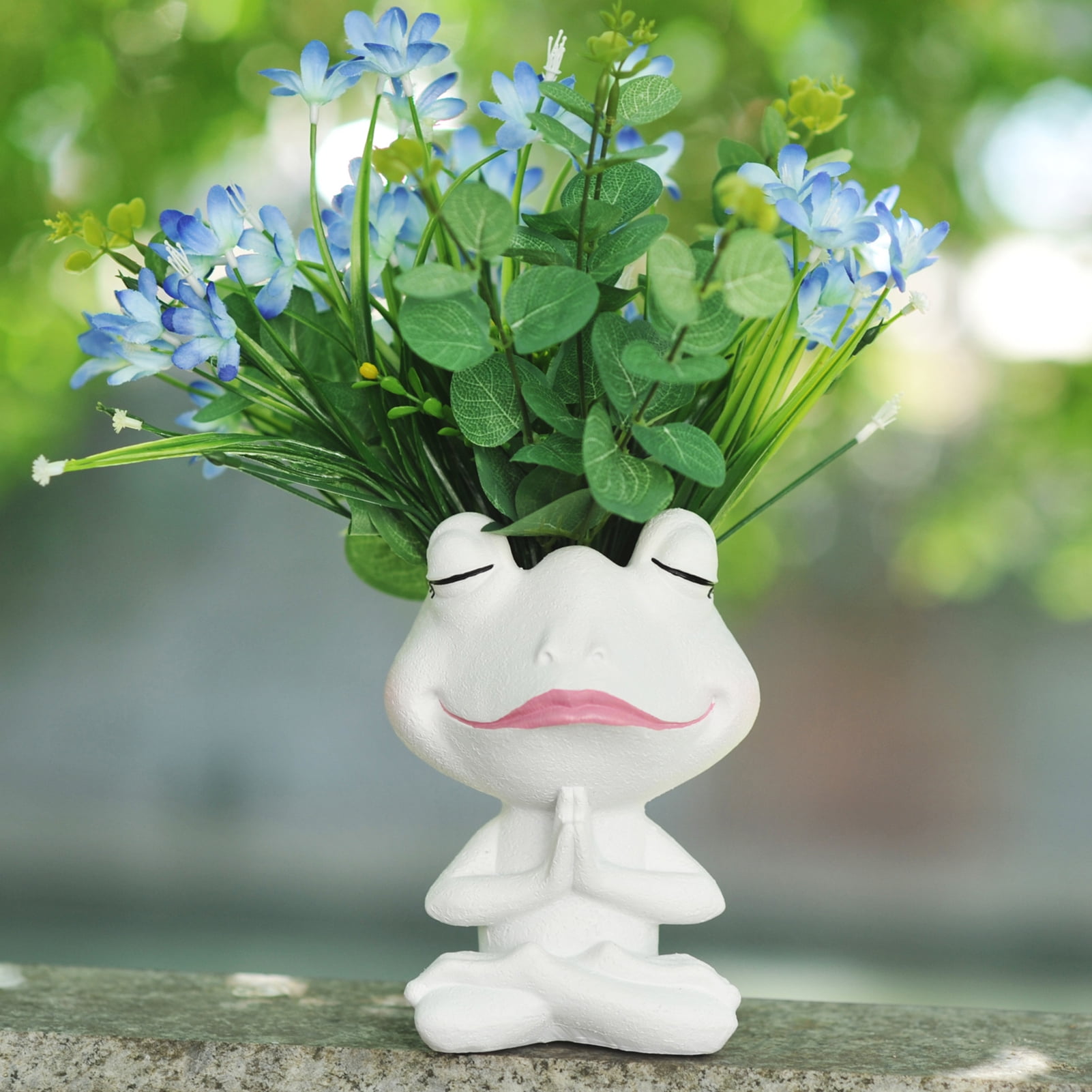 Taosunzt Praying Frog Planter Pot with Drainage Hole Resin Yoga Frog ...