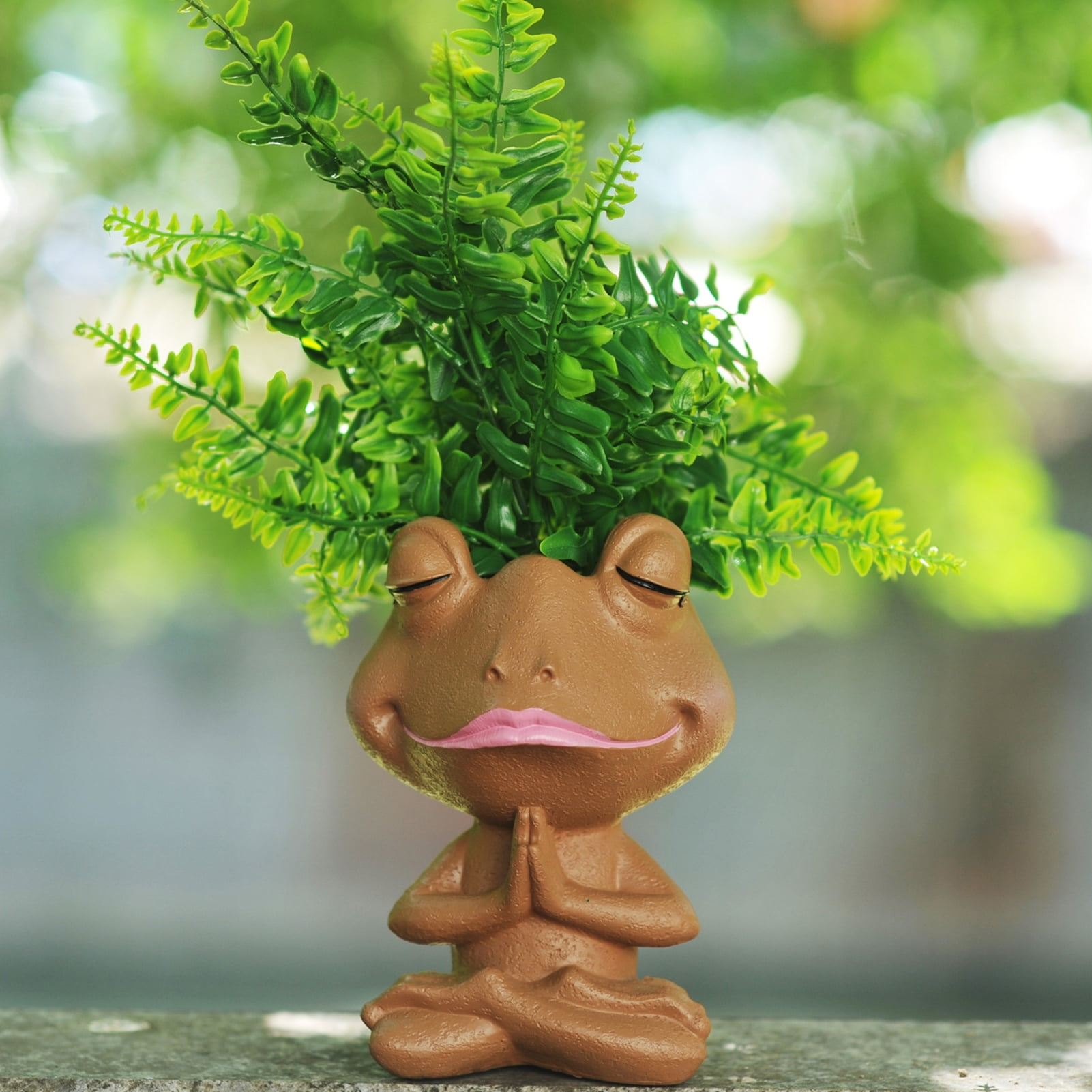 Taosunzt Praying Frog Planter Pot with Drainage Hole Resin Yoga Frog ...