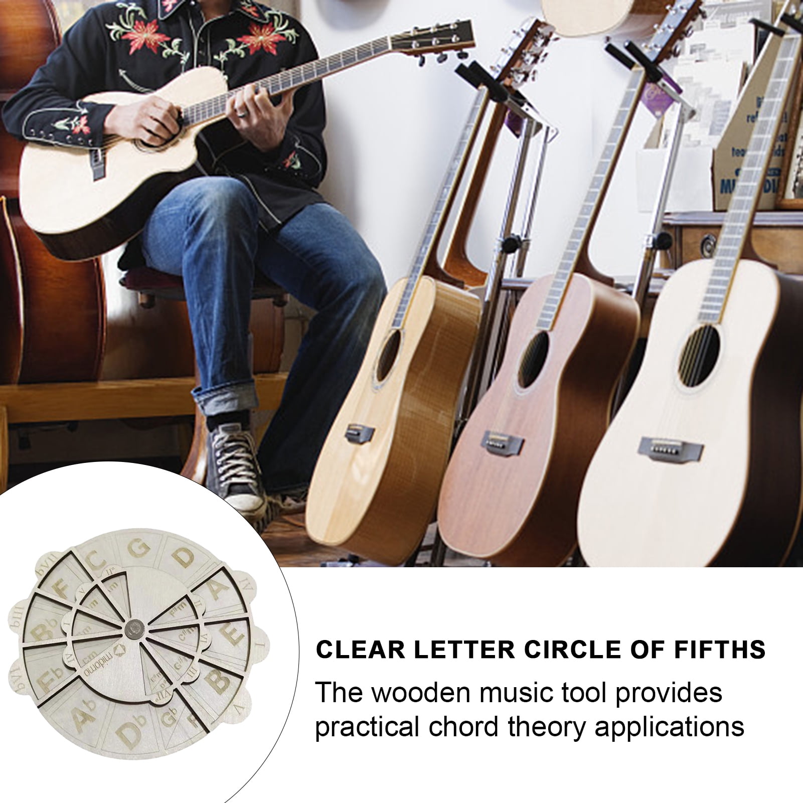 Taosunzt Wood Circle Of Fifths Rotatable Adjustable Heavy Duty Clear ...