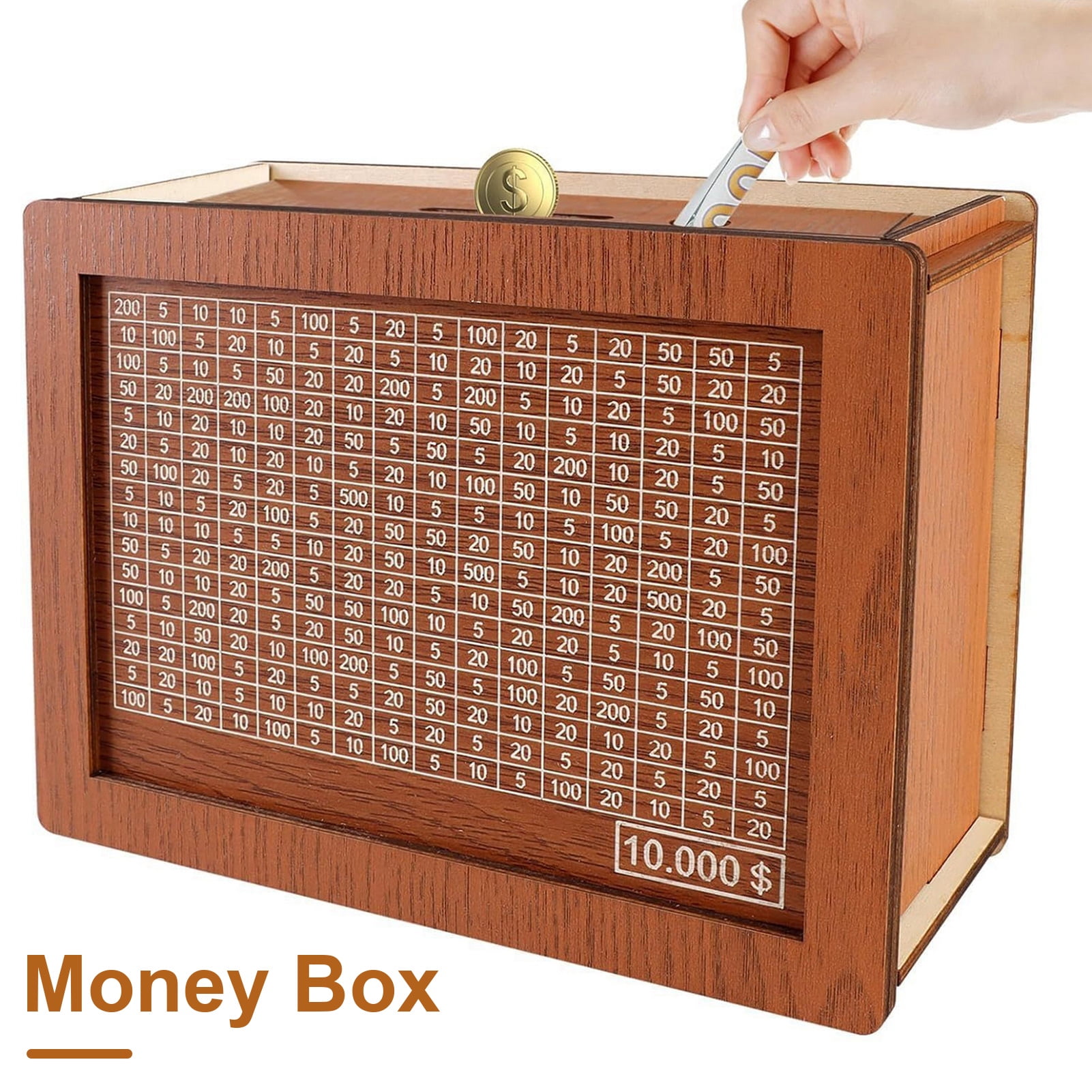 Taosunzt Wood Money Box with Counter Large Capacity Piggy Bank Coin ...