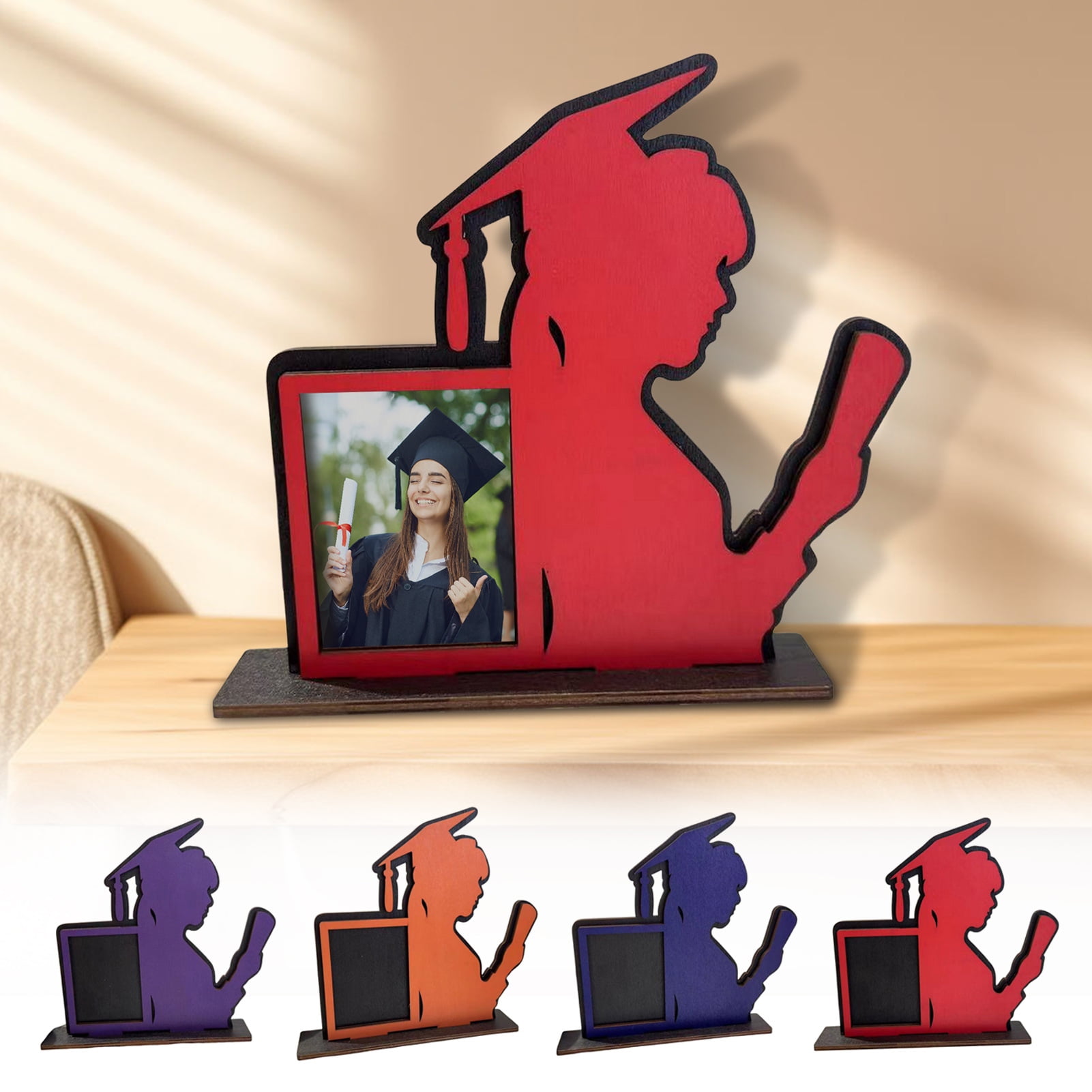 Taosunzt Wooden Graduation Photo Frame Female Graduates Outline 3D ...