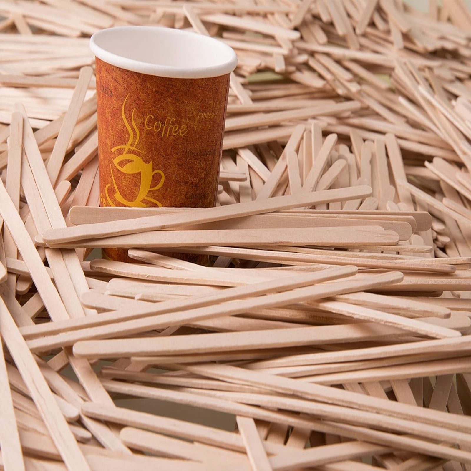 Taotanxi 100 Pcs 5.5" Wooden Coffee Stirring Sticks Disposable Wood ...