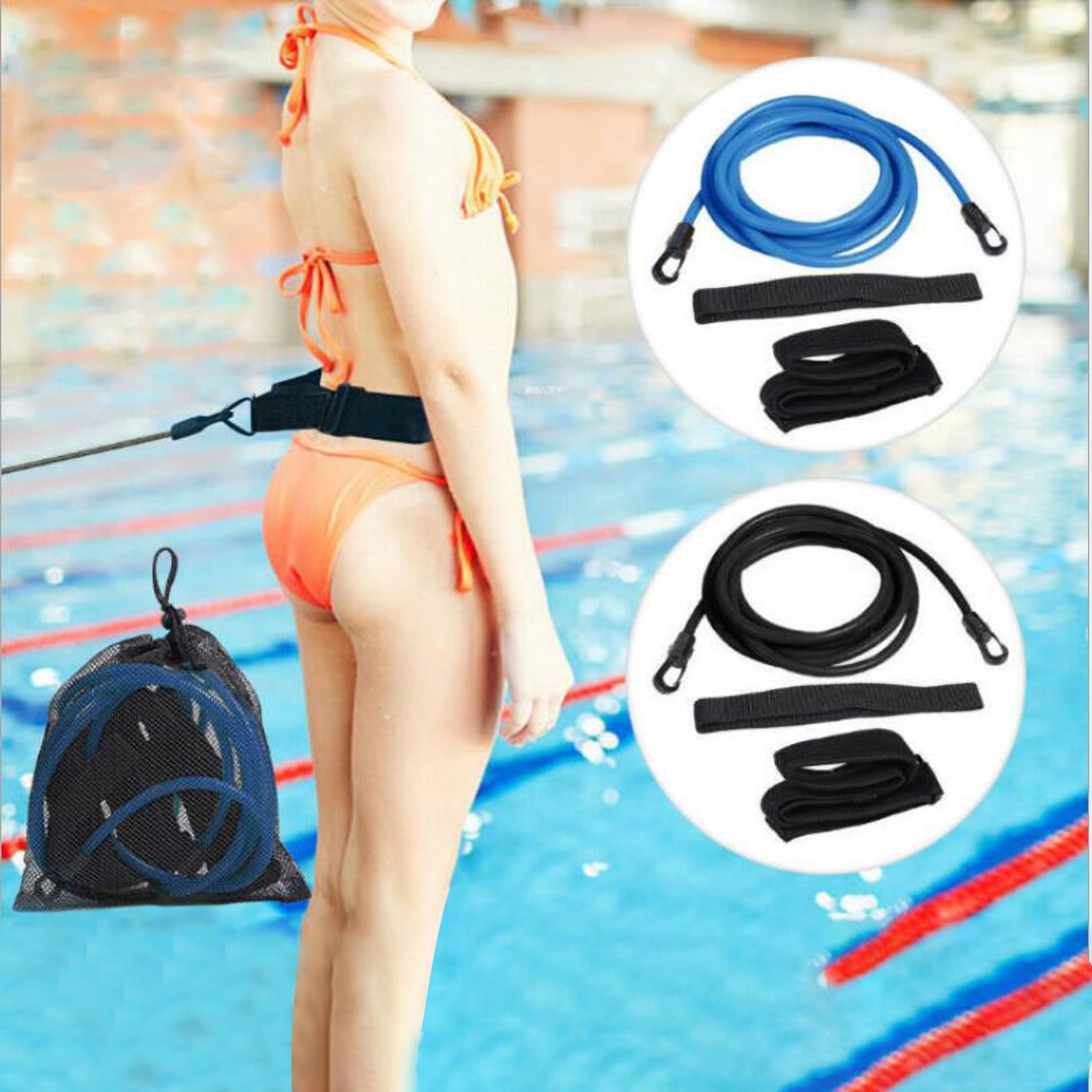 Taotanxi 13 Ft Swim Tether Stationary Trainer, Resistance Belt With Bungee Cord, Pool Swim ...