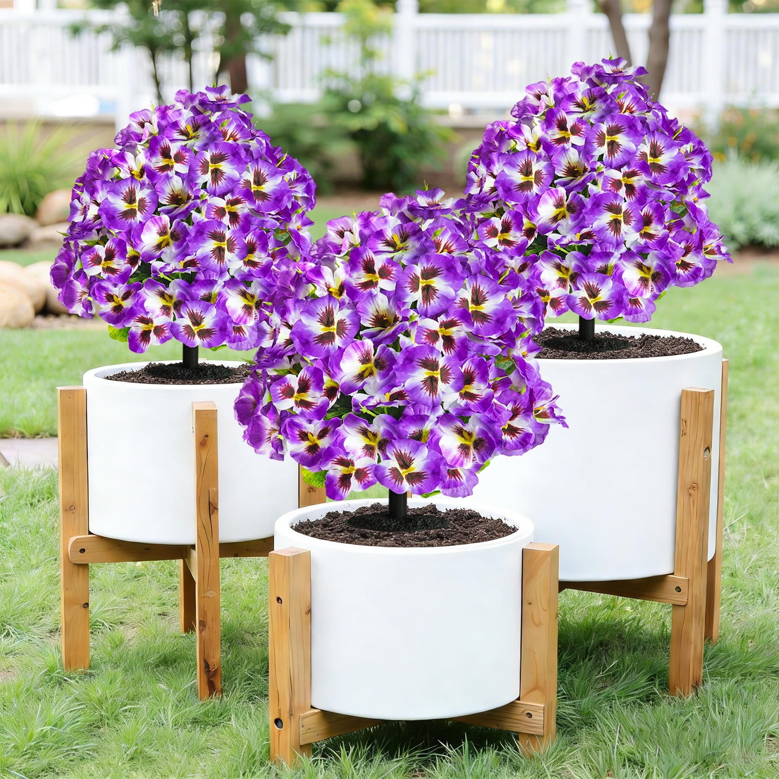 Taotanxi 15.7" Artificial Boxwood Topiary Ball with Flowers Plants with ...