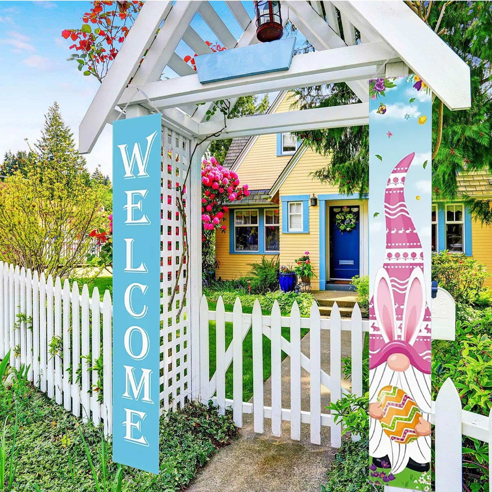 Taotanxi 2 Pieces Happy Easter And Hello Spring Porch Sign Easter ...