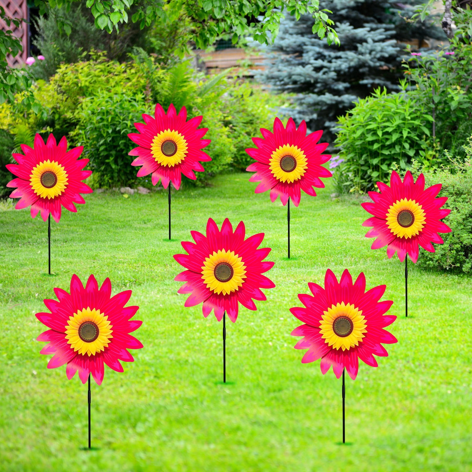 Taotanxi 36CM Sunflower Lawn Pinwheels Wind Spinners Large Windmill ...