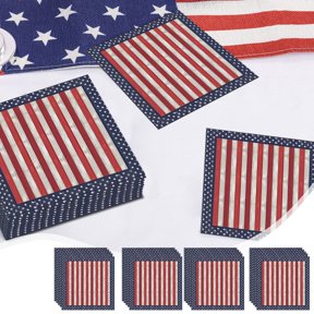 Creative Converting Patriotic Parade Napkins, 6.5", Red, White and Blue ...
