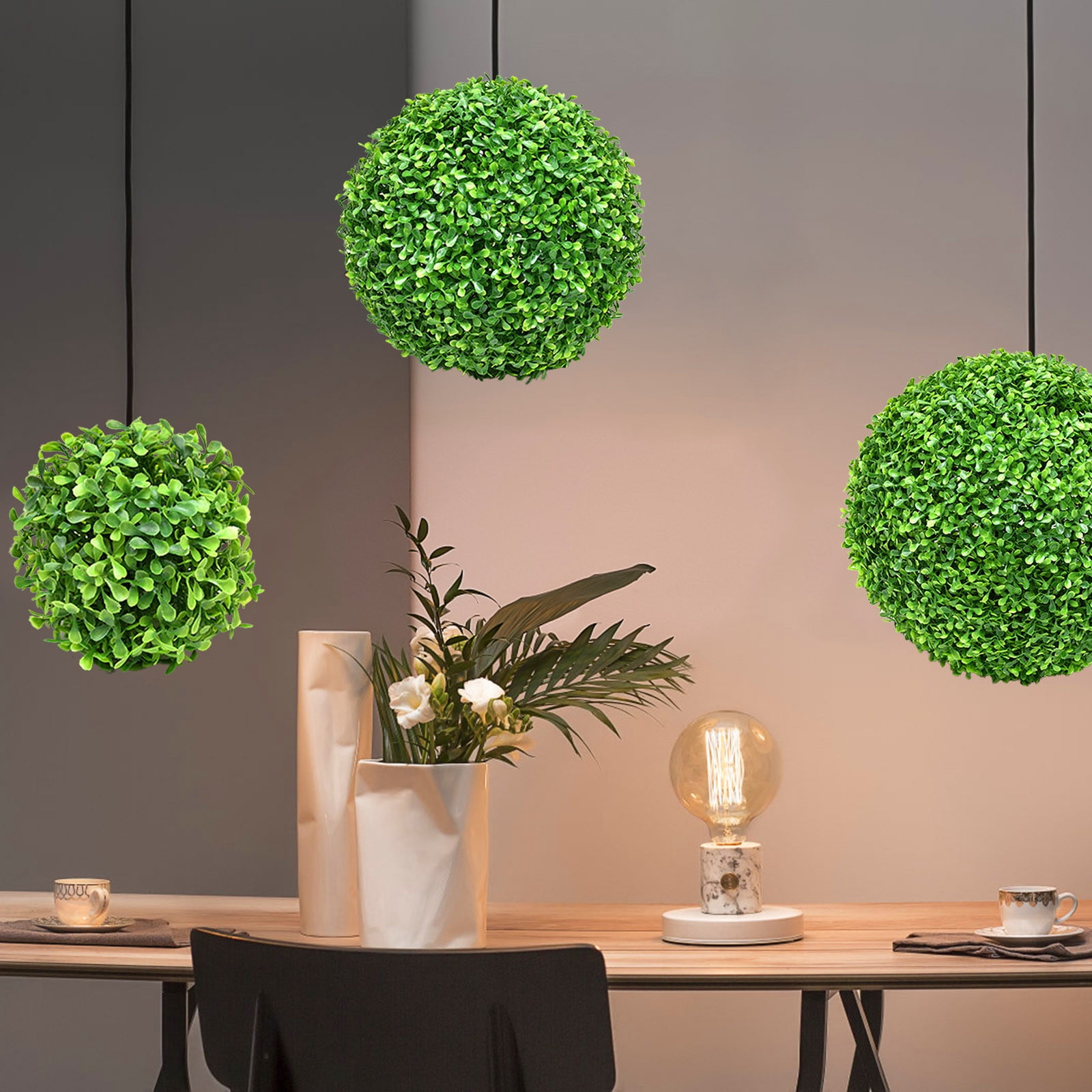Taotanxi 5 Inches Artificial Plant Topiary Ball 4 Layers Garden Spheres ...