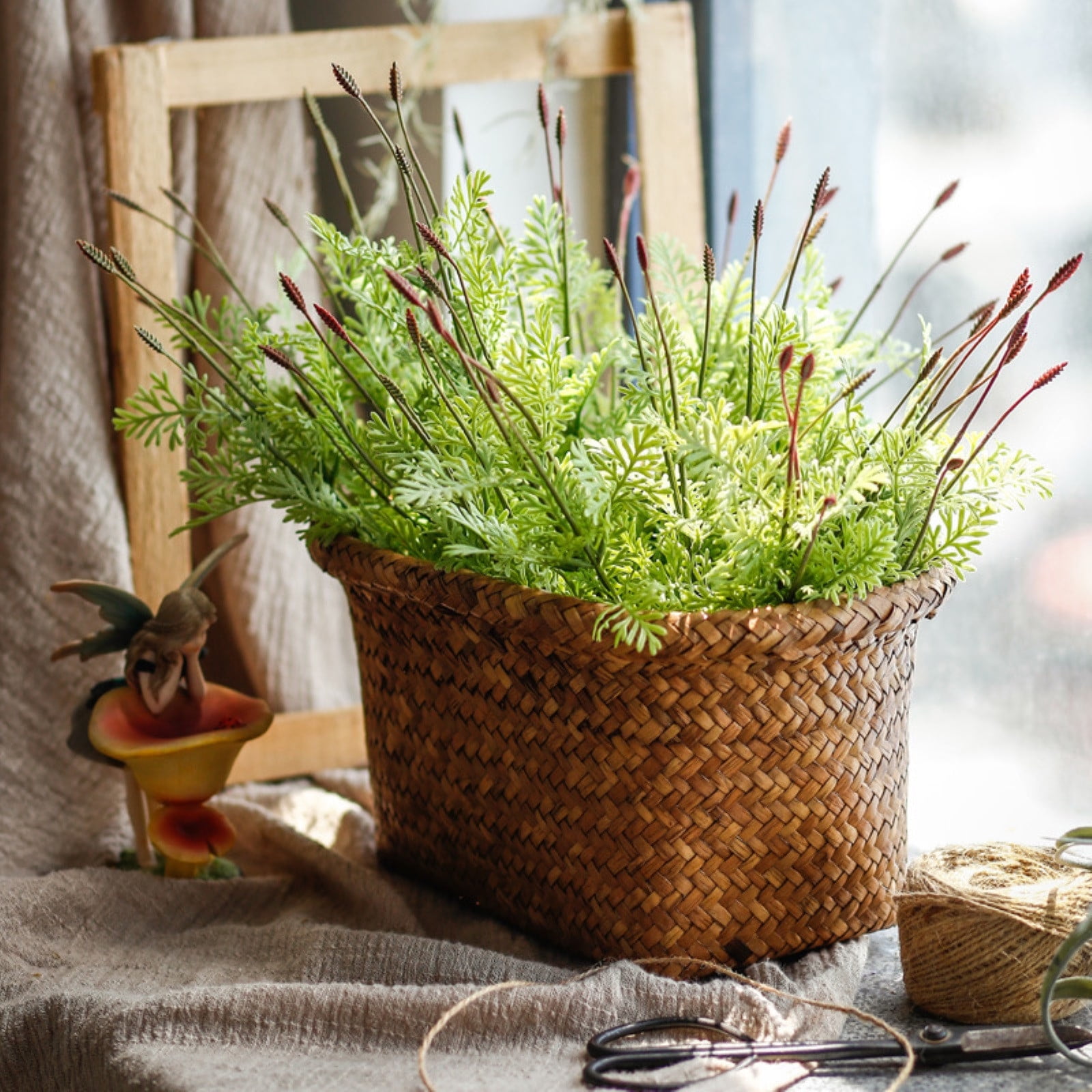 Taotanxi Artificial Fern Plants Fake Ferns Shrubs Plant Plastic Greenery Faux Monstera Leaves