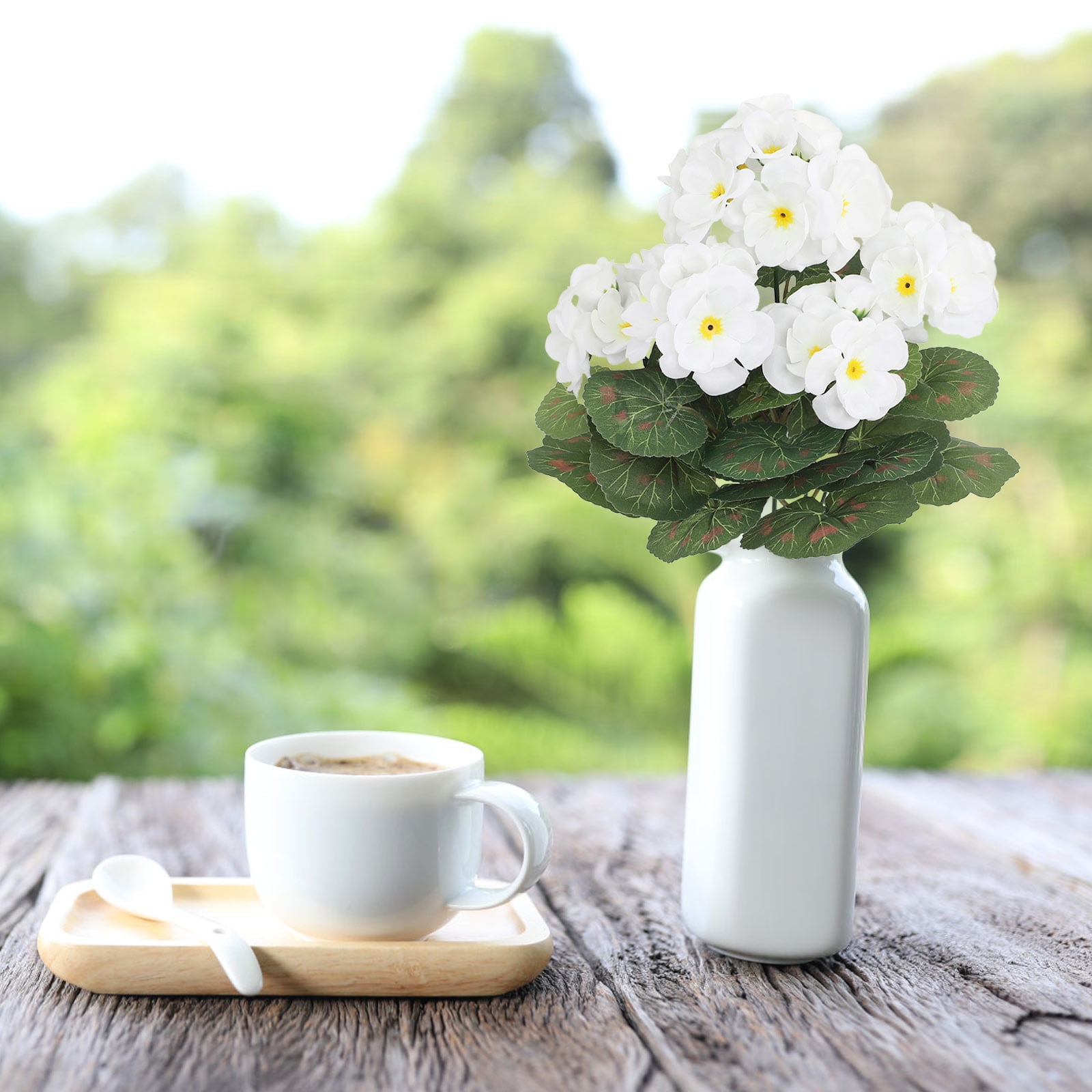 Taotanxi Artificial Geraniums for Outdoor Silk Flowers White Artificial ...