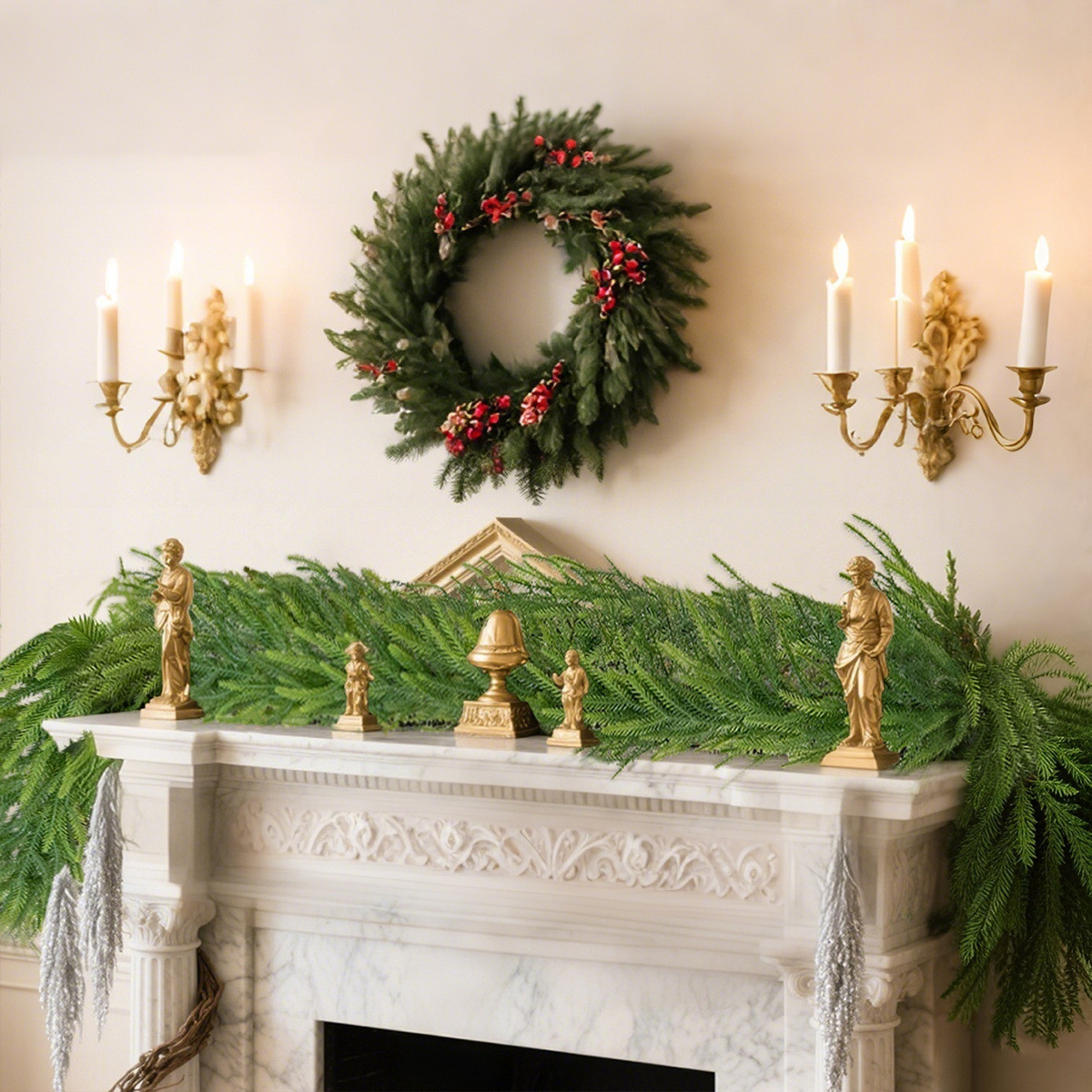 Taotanxi Artificial Norfolk Pine Garlands Christmas, 5.9FT Dense Real ...