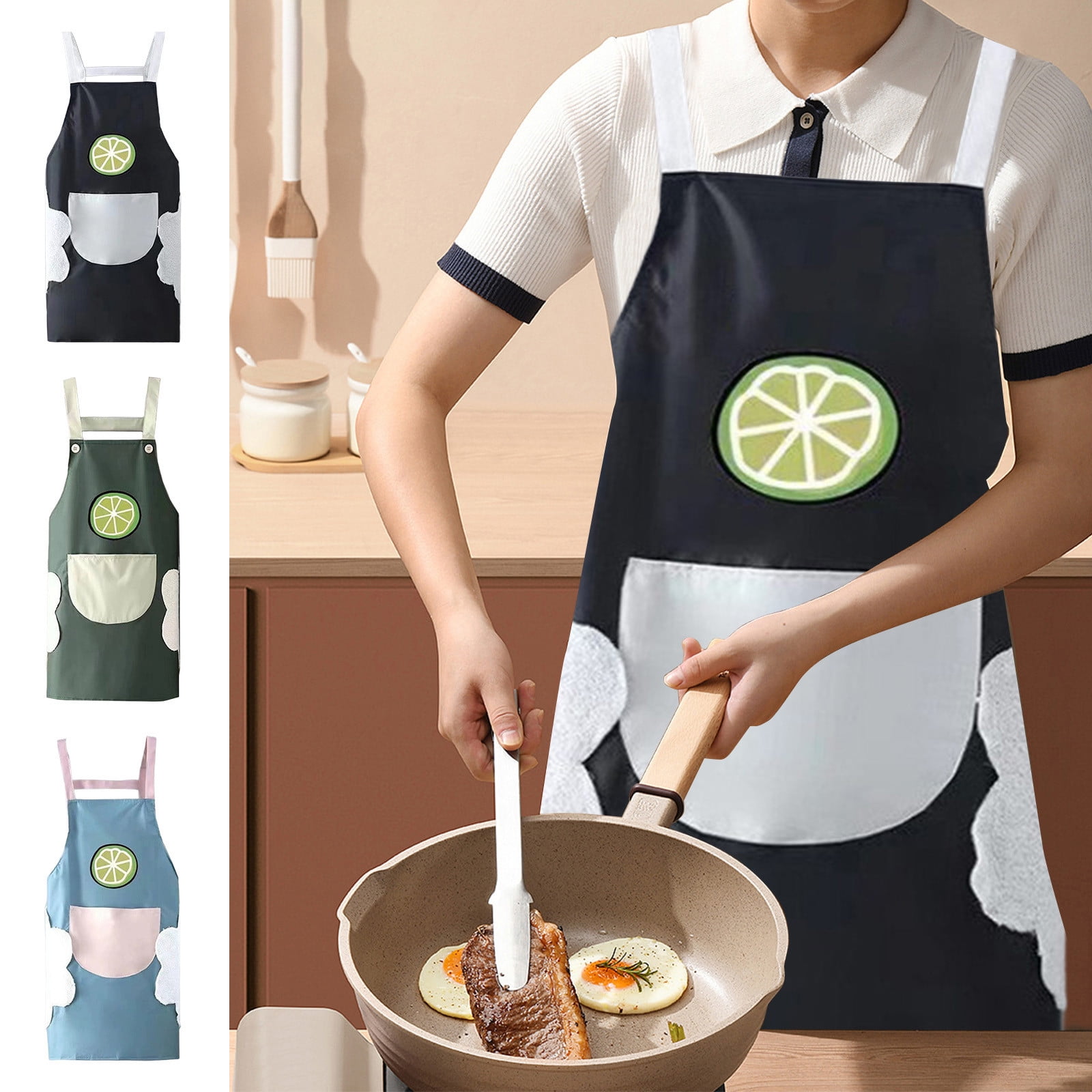 Taotanxi Bib Aprons For Women With Pockets Black Chef Apron Thicken ...